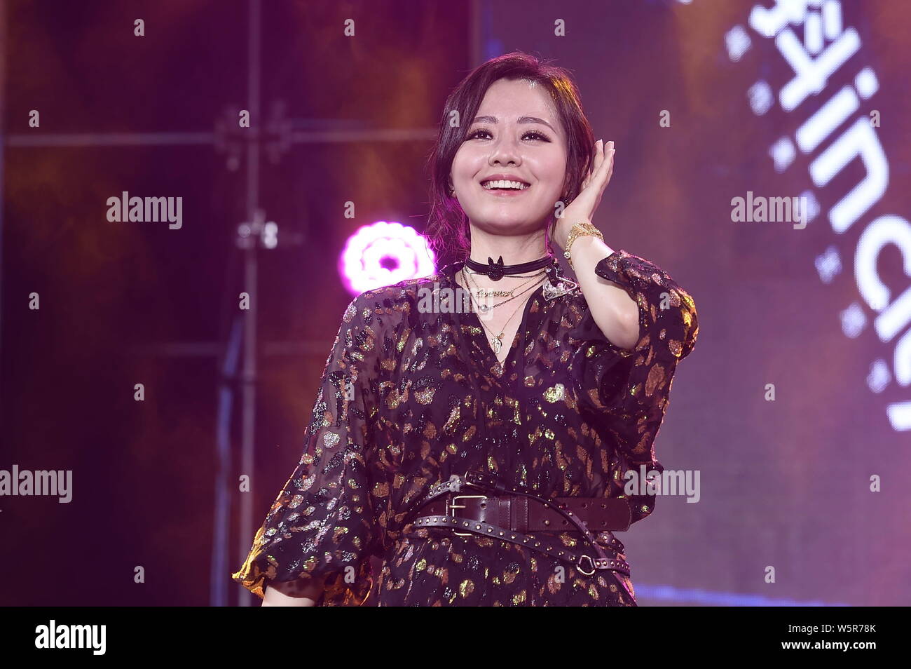 Chinese singer Jane Zhang or Zhang Liangying performs at the opening ...