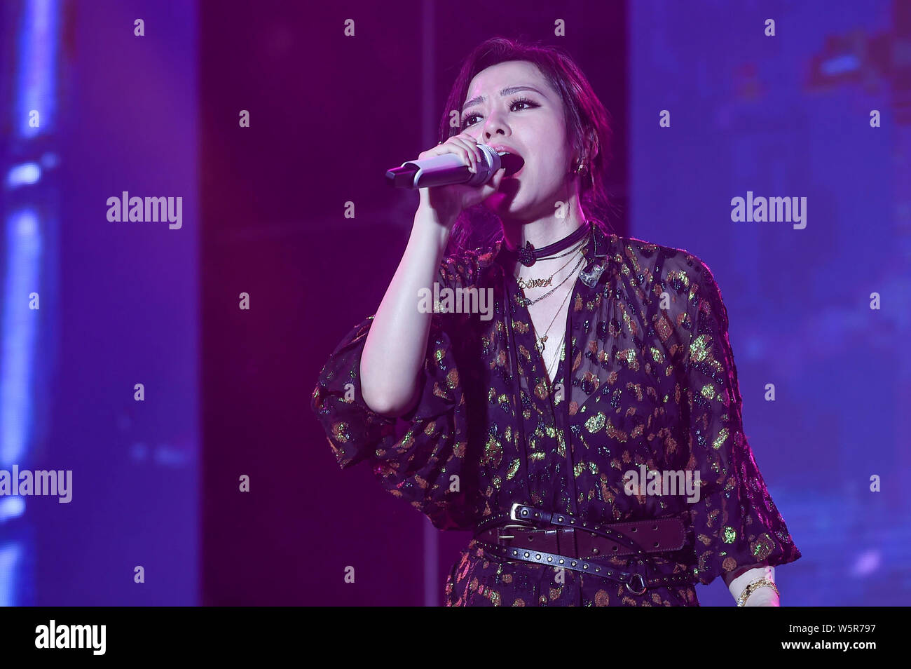 Chinese singer Jane Zhang or Zhang Liangying performs at the opening ...