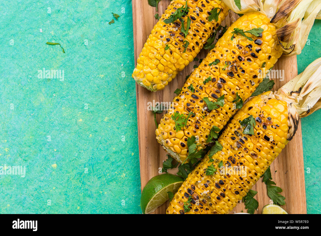 Grilled Whole Corn, Summer Picnik Food Stock Photo - Alamy