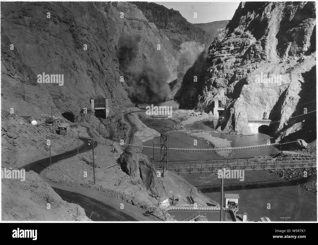 Looking upstream into Black Canyon toward Hoover Dam site showing ...