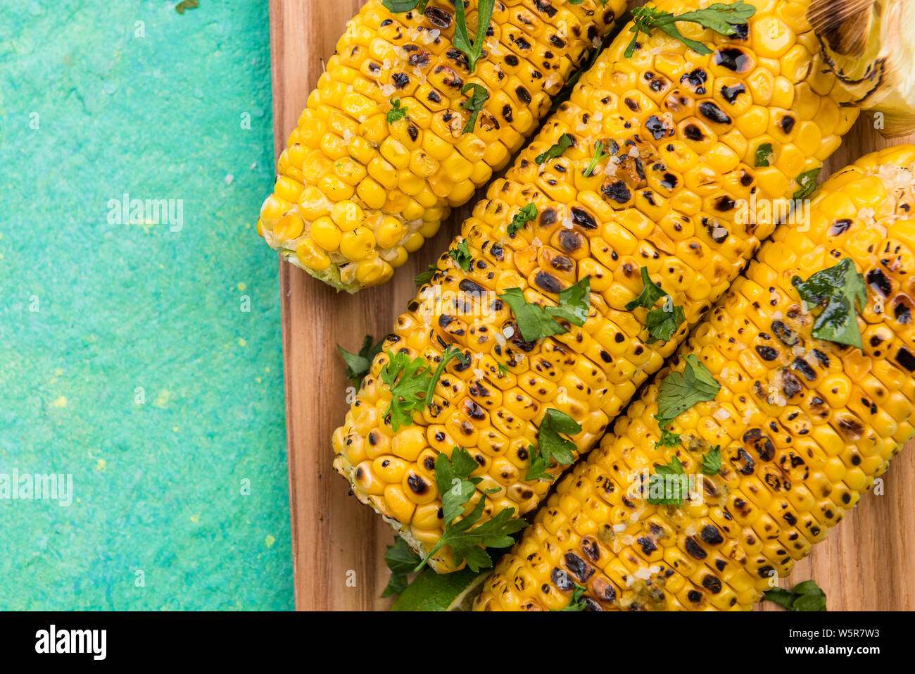 Grilled Corn on Con, Close Up View, Picnic food Stock Photo - Alamy
