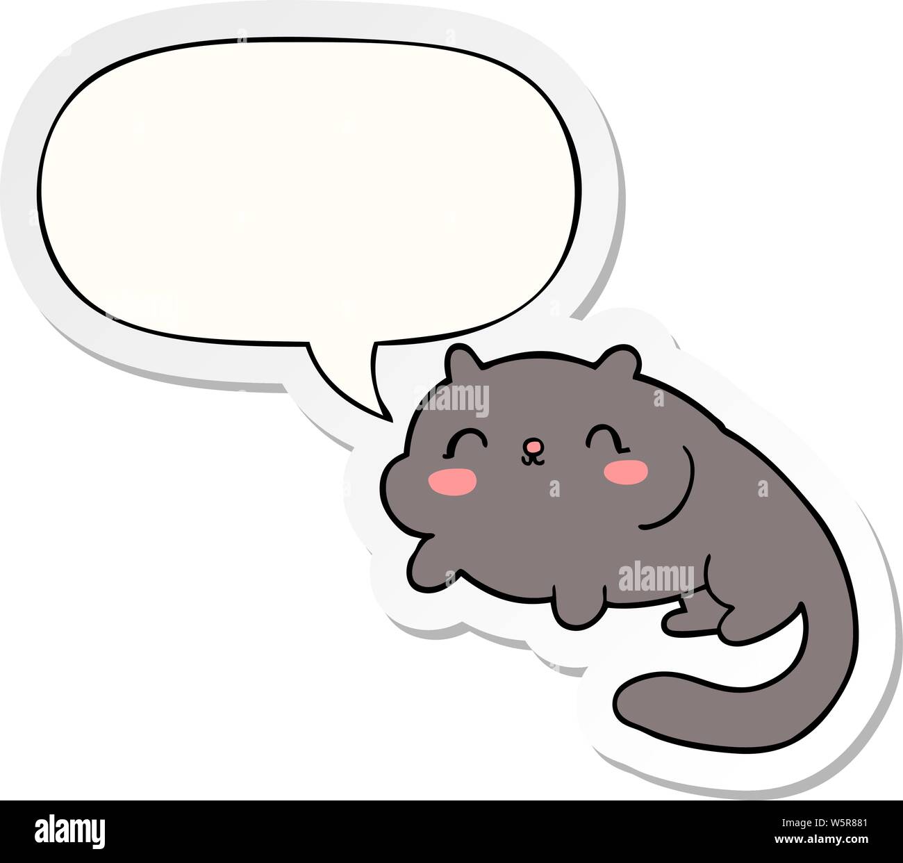 cartoon cat with speech bubble sticker Stock Vector Image & Art - Alamy