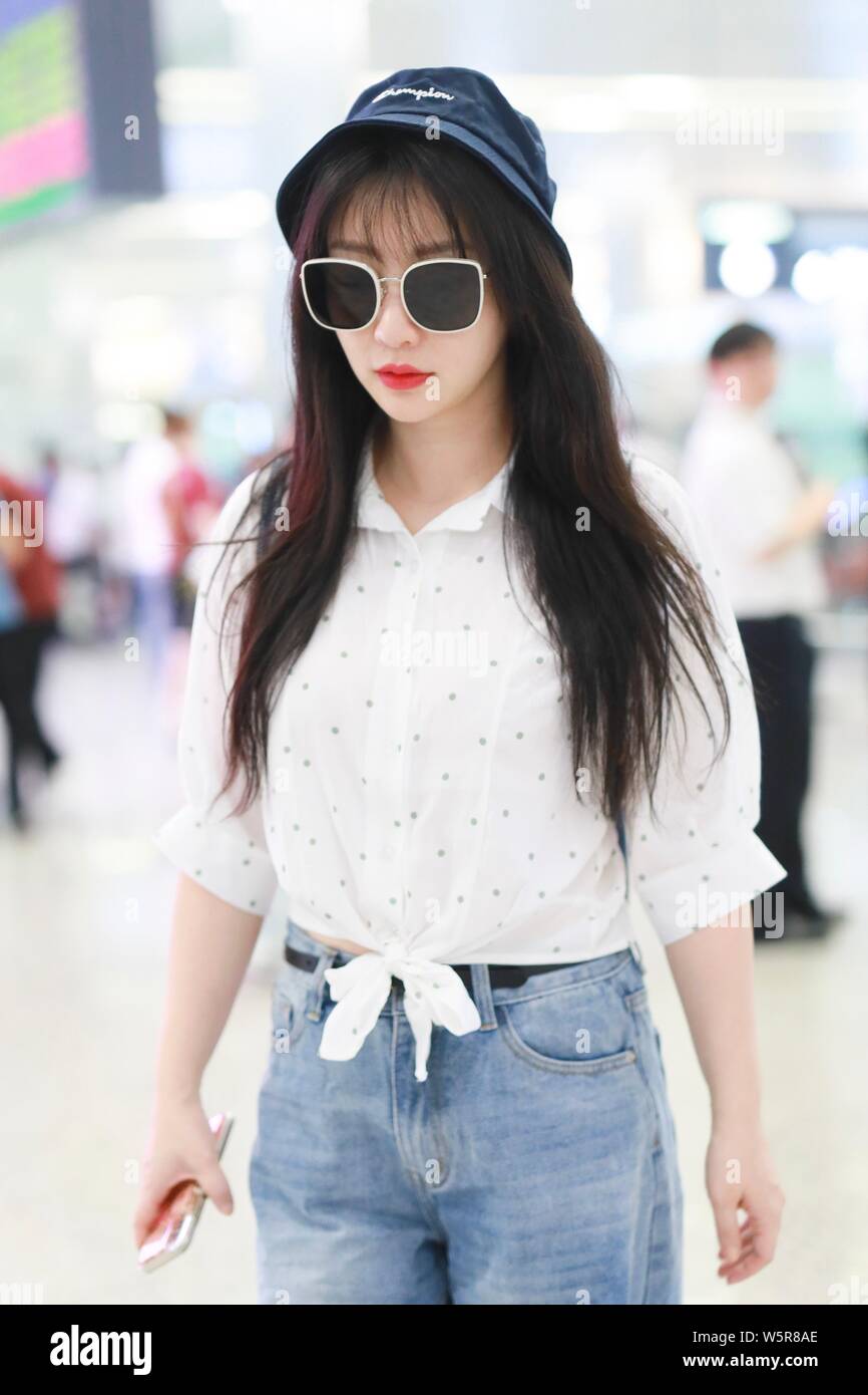 Chinese actress Ada Liu or Liu Yan arrives at the Shanghai Hongqiao ...