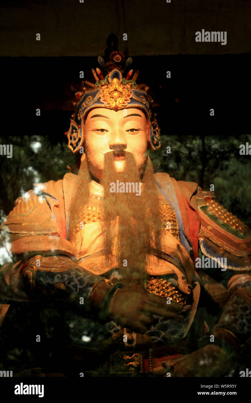 A statue of ancient Chinese military general Jiang Wei of the state of ...