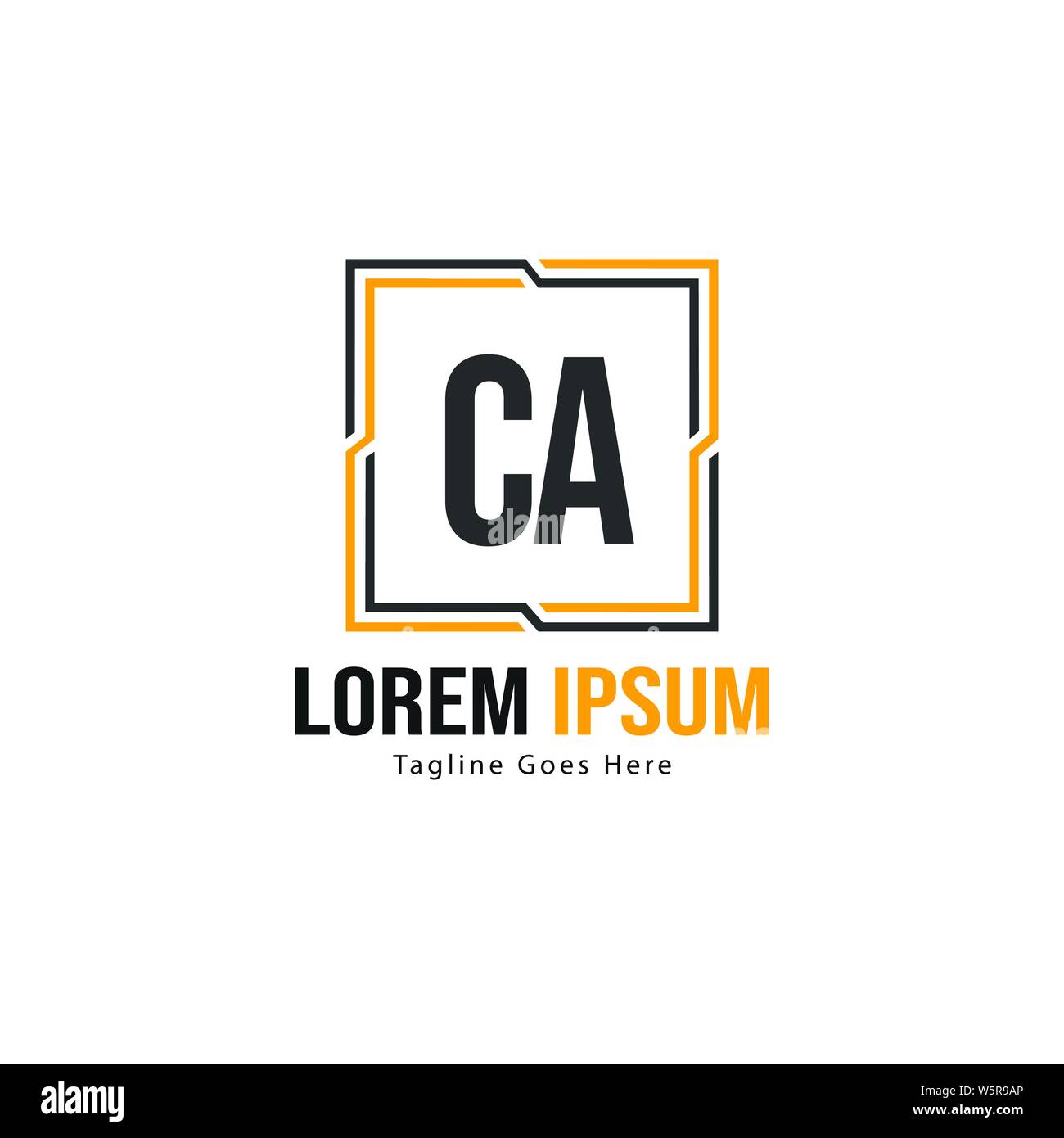 Initial CA logo template with modern frame. Minimalist CA letter logo ...