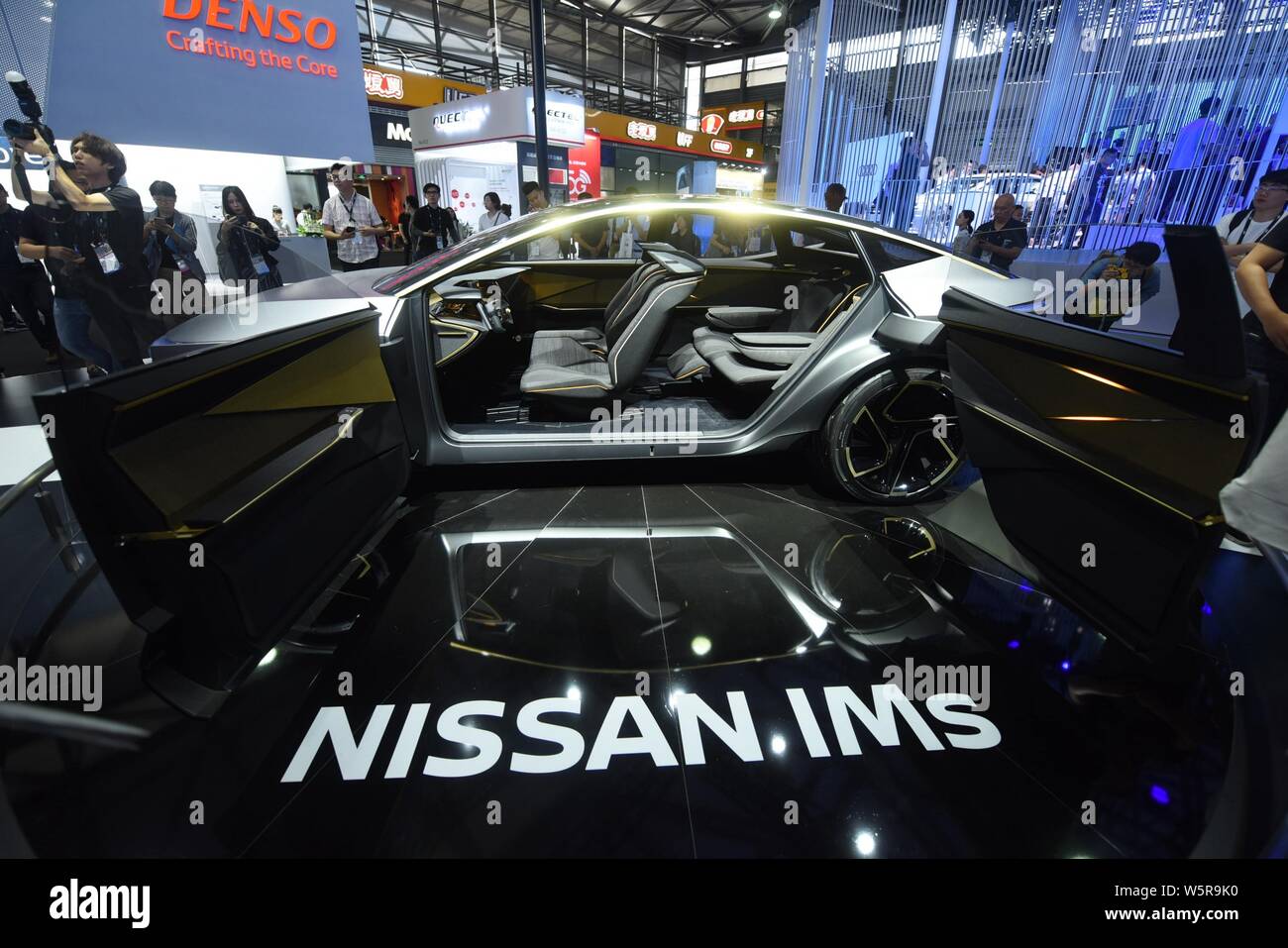 An all-wheel-drive IMs concept car is displayed at the stand of Nissan ...