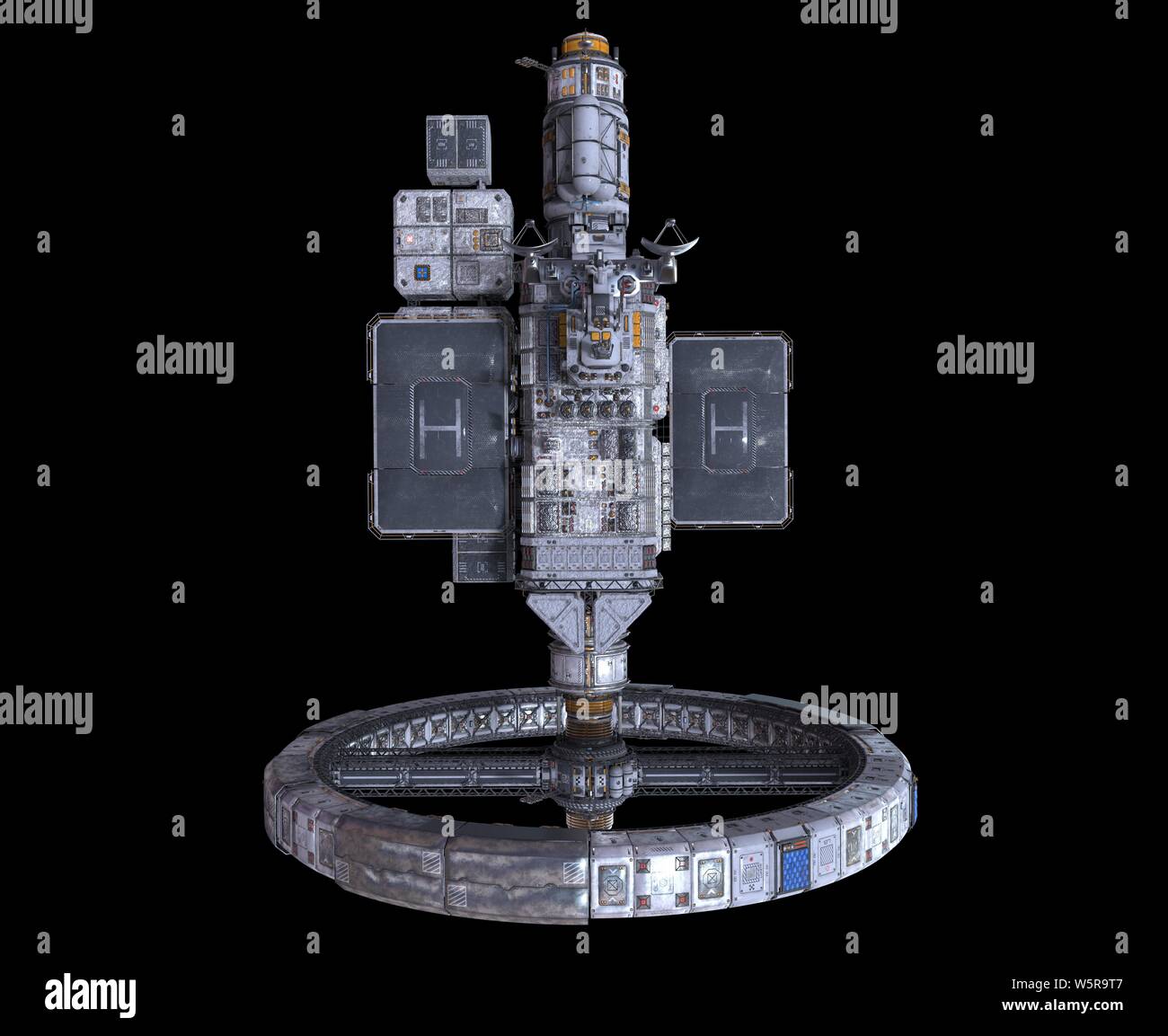 3D Illustration Future Space Station Isolated on White Background Stock ...