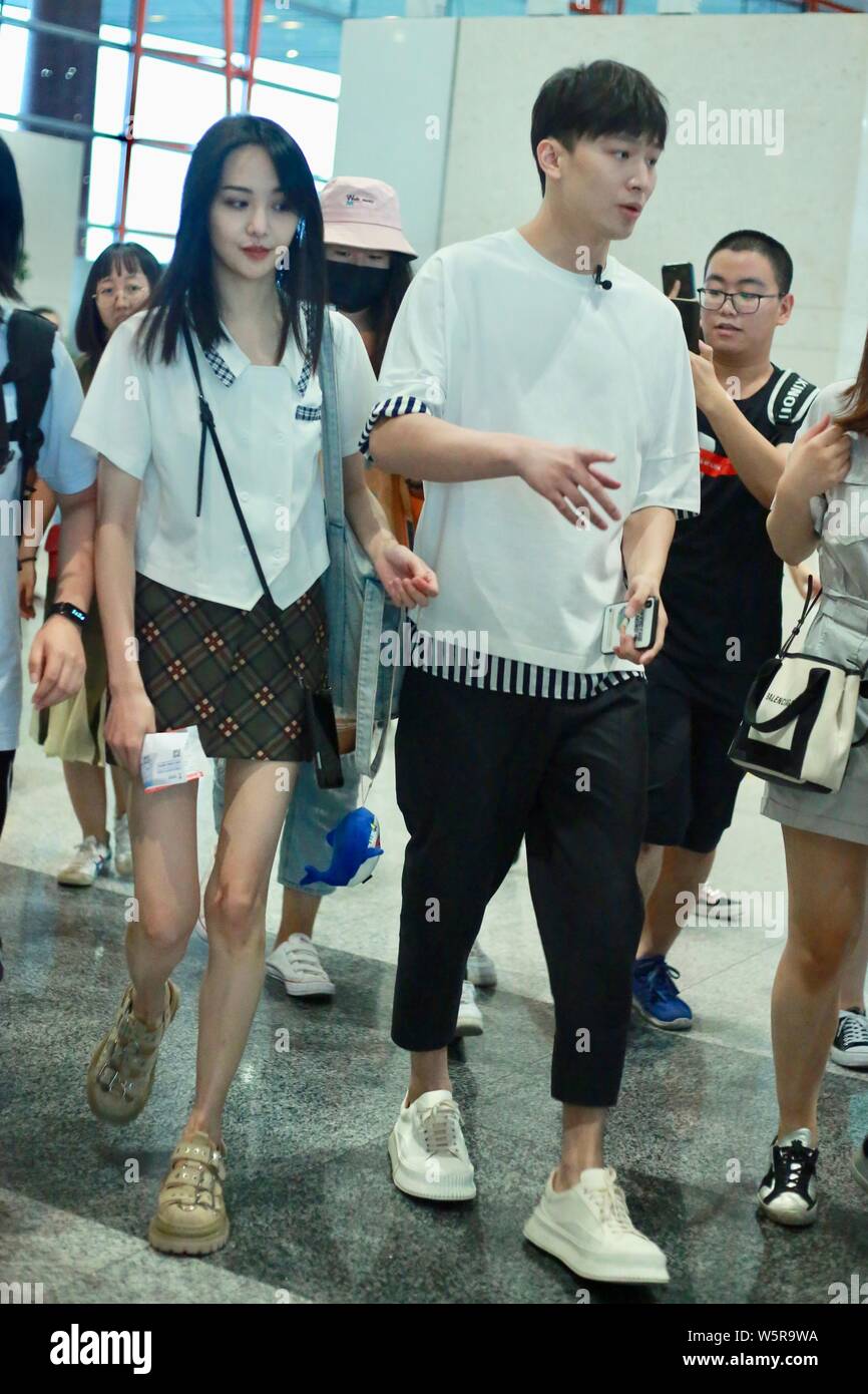 Chinese actress Zheng Shuang, left, and her boyfriend arrive at the ...