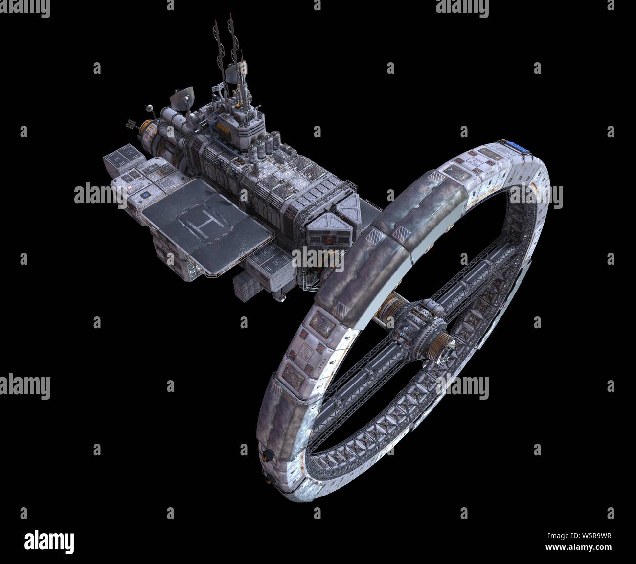 3D Illustration Future Space Station Isolated on White Background Stock ...