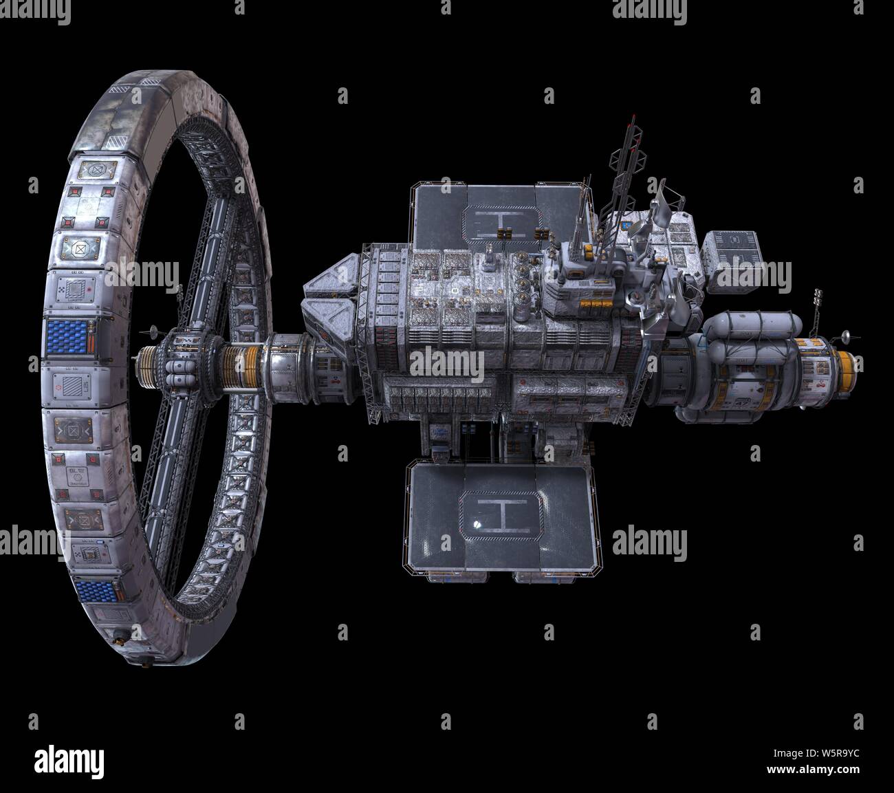 3D Illustration Future Space Station Isolated on White Background Stock ...