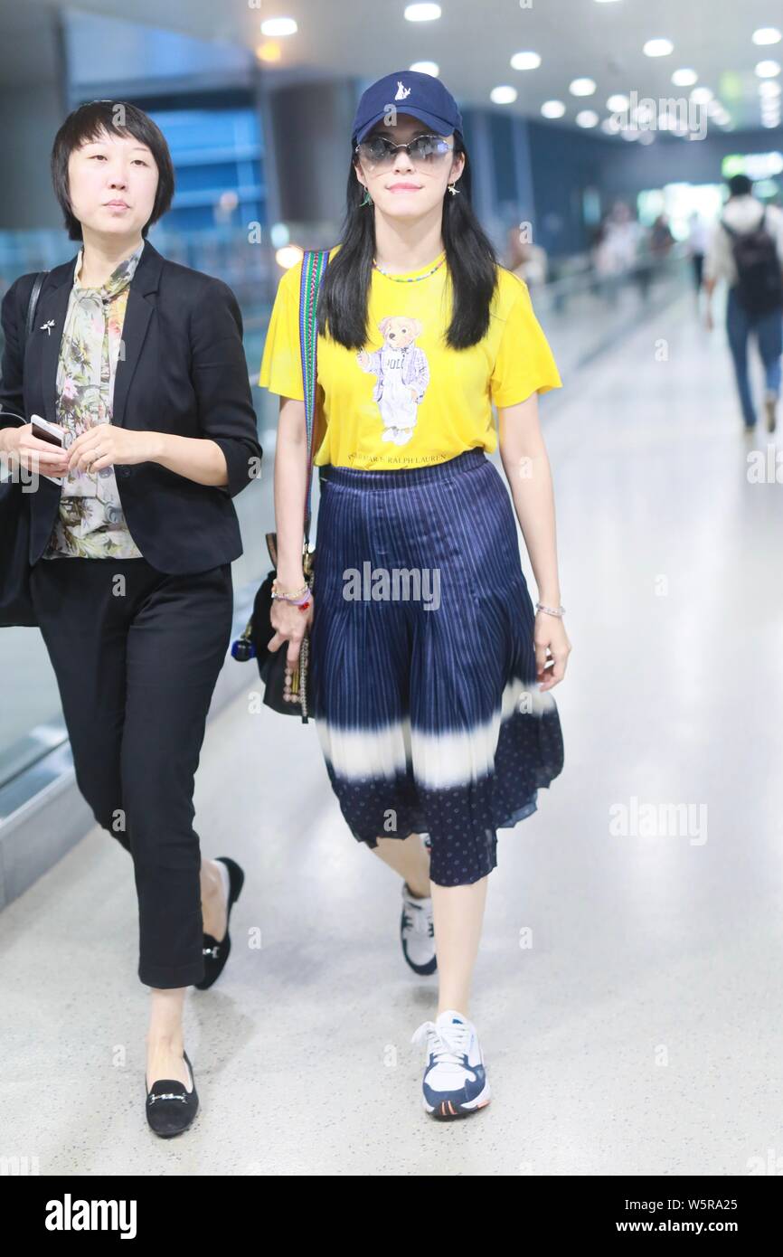 Chinese actress Yao Chen arrives at the Beijing Capital International ...
