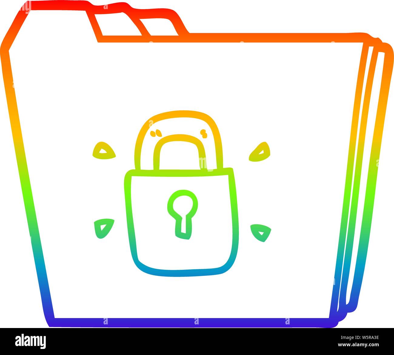 rainbow gradient line drawing of a cartoon locked files Stock Vector ...
