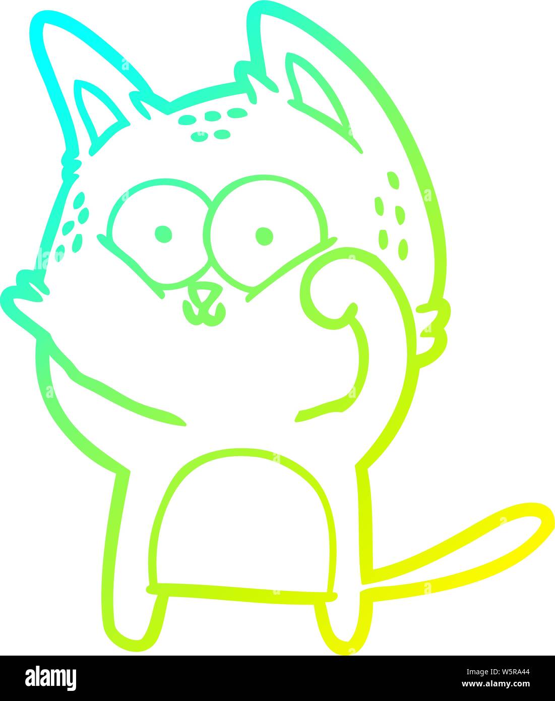 cold gradient line drawing of a cartoon cat being cute Stock Vector ...