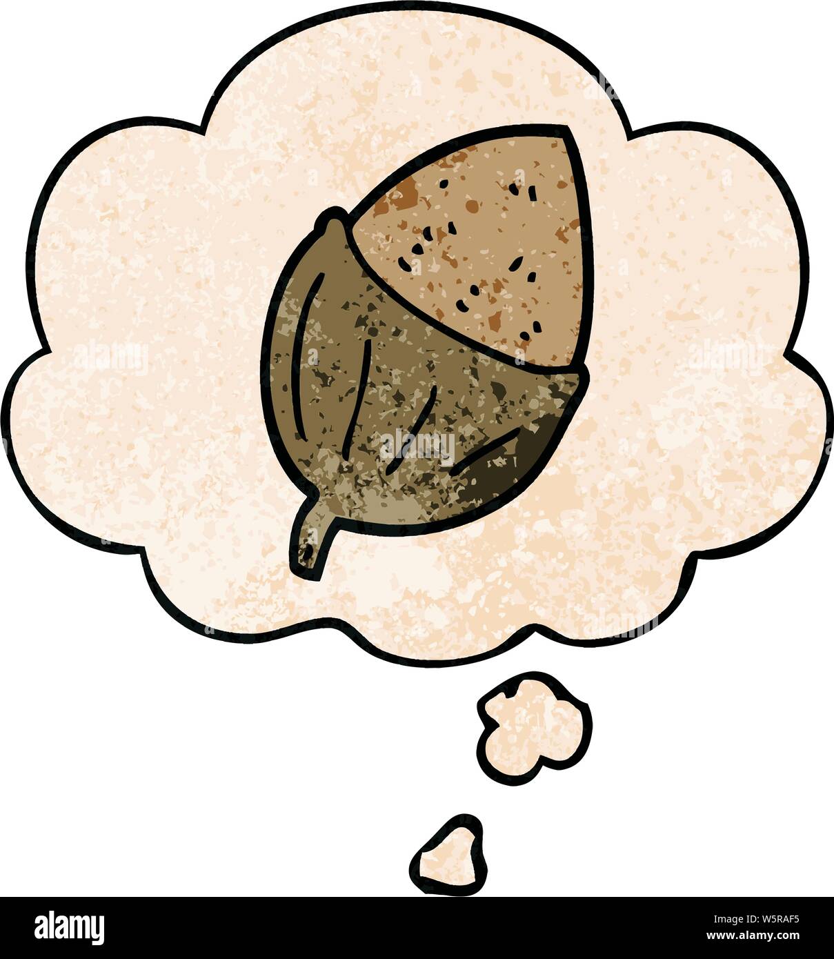 cartoon acorn with thought bubble in grunge texture style Stock Vector ...