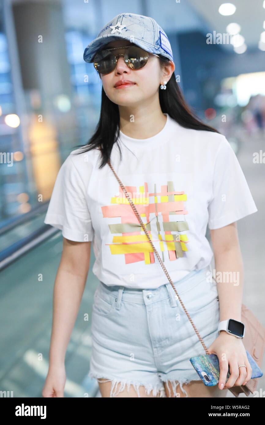 Taiwanese actress Michelle Chen arrives at the Beijing Capital ...