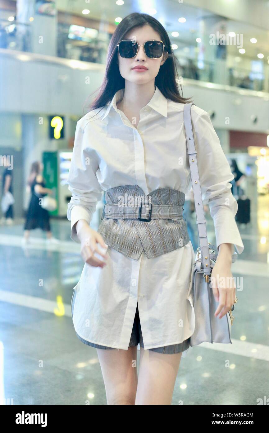 Chinese model He Sui arrives at the Beijing Capital International ...