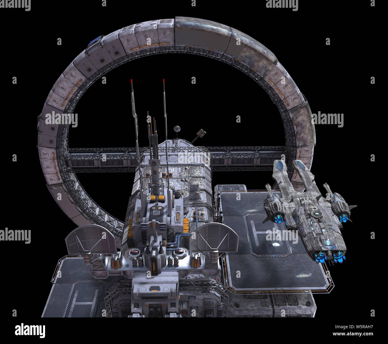 3D Illustration Future Space Station Isolated on White Background Stock ...