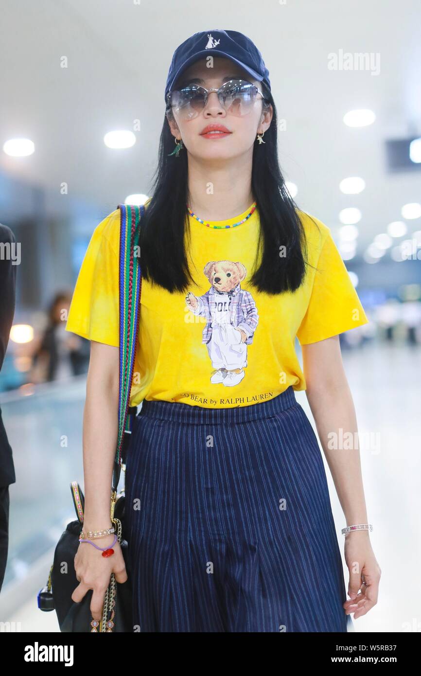 Chinese actress Yao Chen arrives at the Beijing Capital International ...