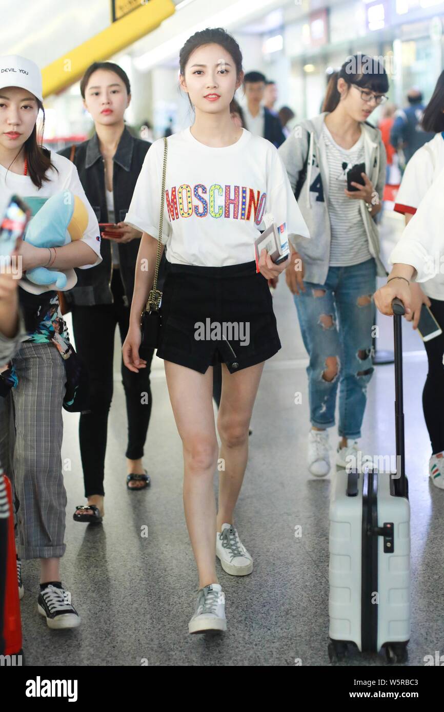 Chinese actress Yukee Chen or Chen Yuqi arrives at the Beijing Capital ...