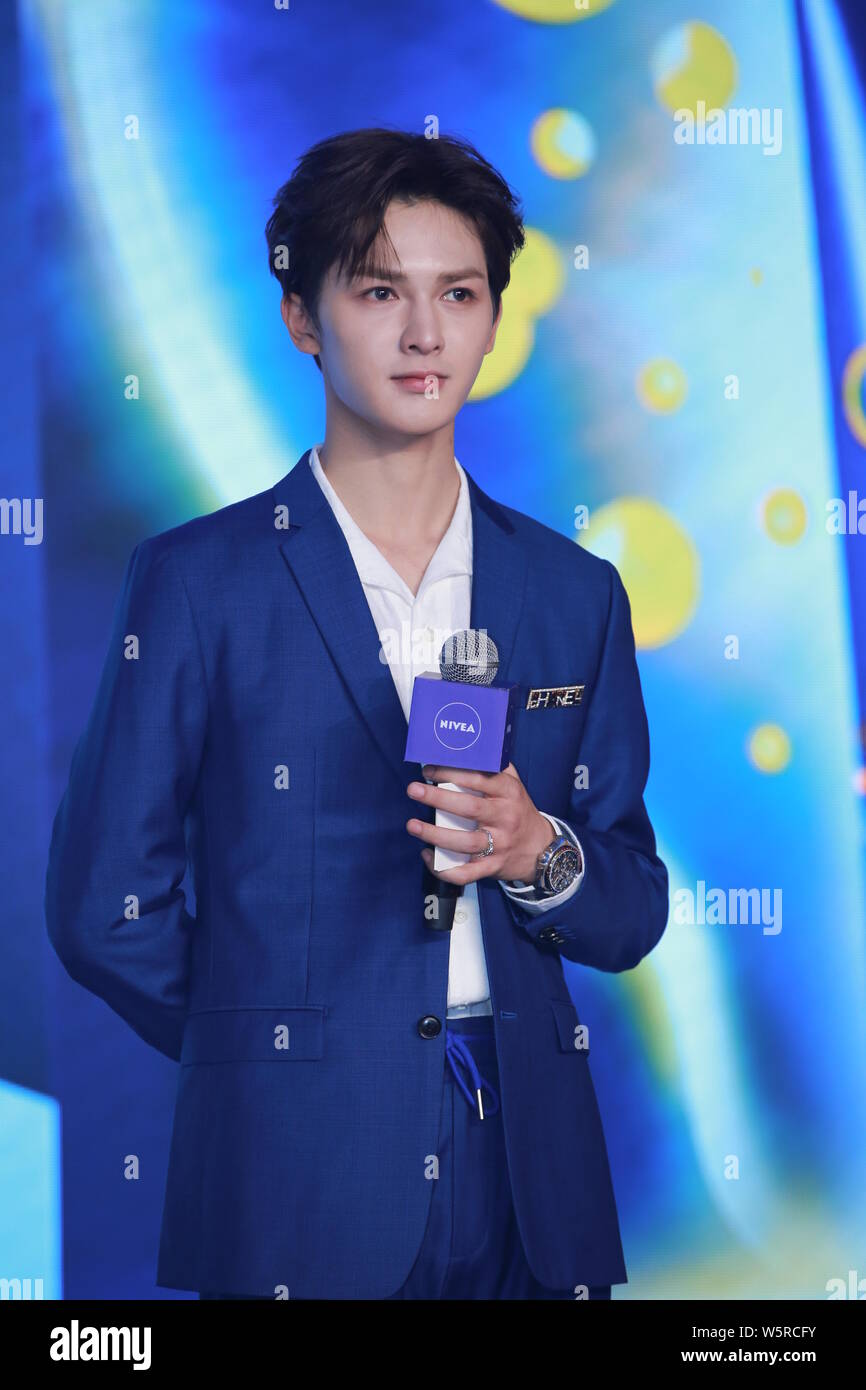 Chinese singer Zhu Zhengting of Chinese boy group Nine Percent attends ...