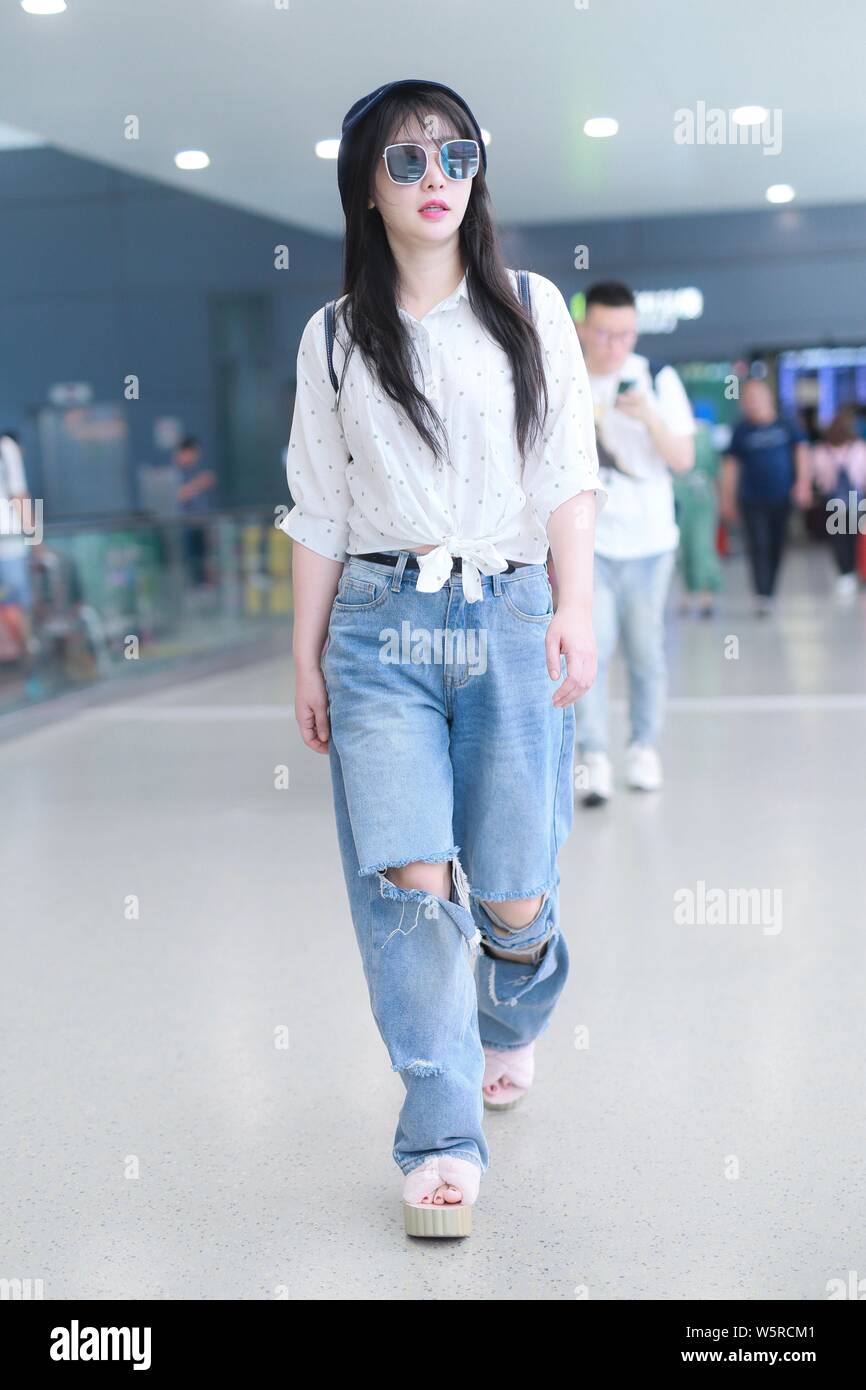 Chinese actress Ada Liu or Liu Yan arrives at the Shanghai Hongqiao ...