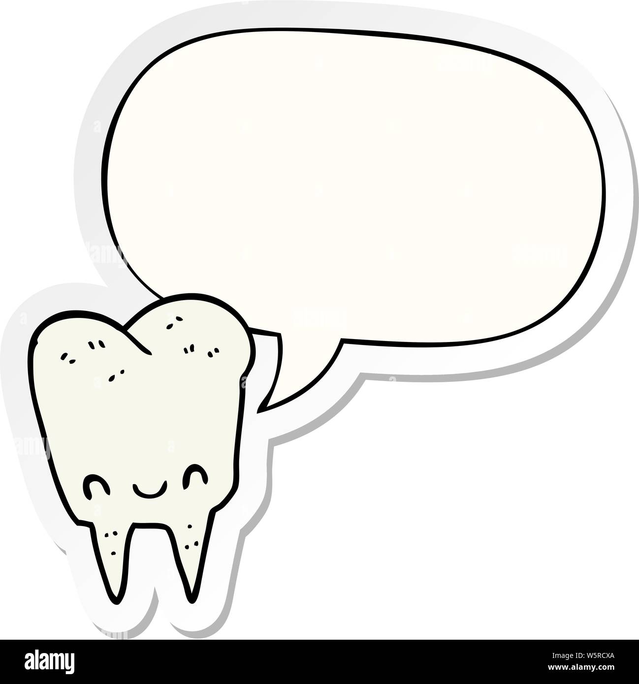 cartoon tooth with speech bubble sticker Stock Vector Image & Art - Alamy