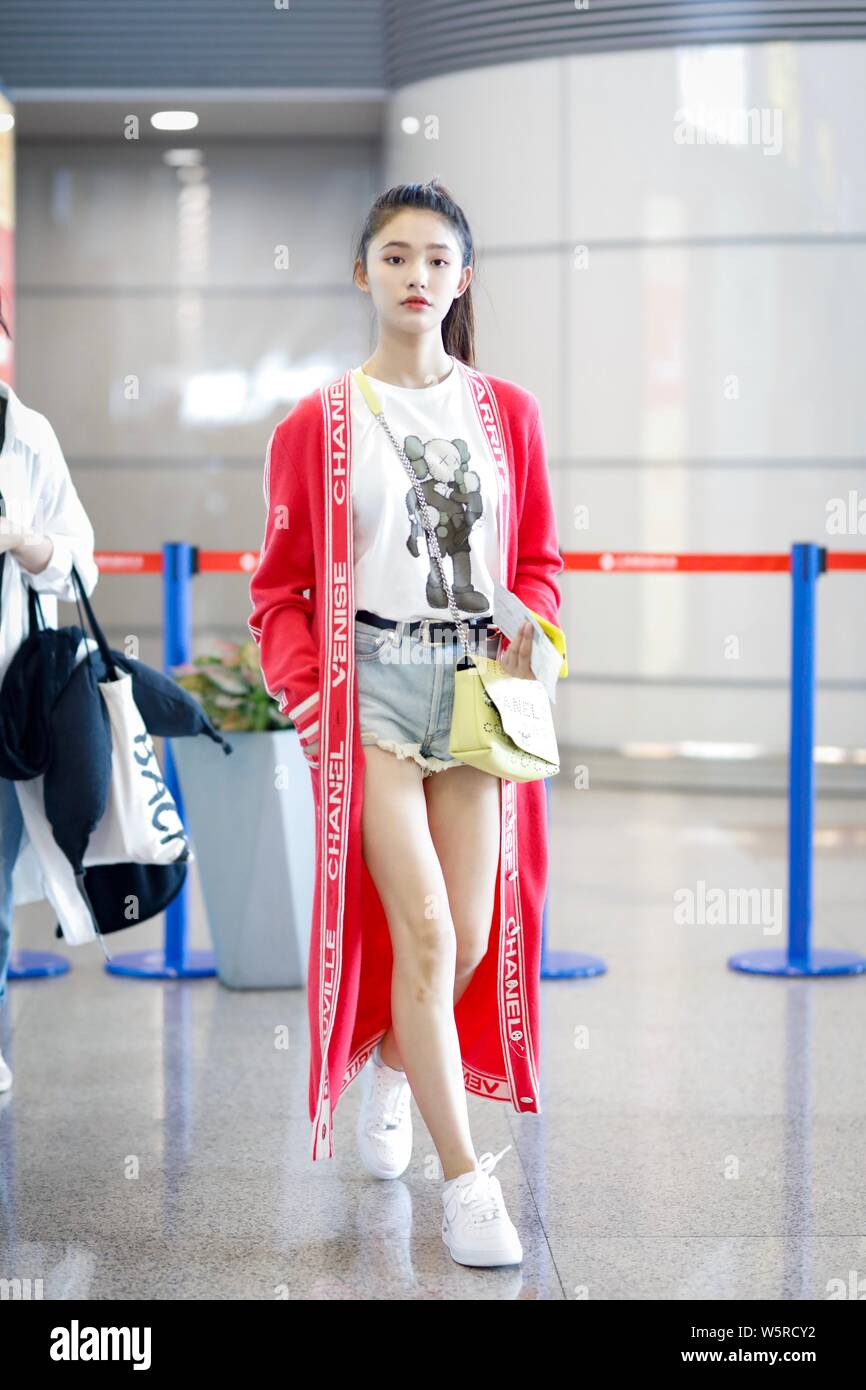 Chinese actress Jelly Lin or Lin Yun arrives at the Shanghai Pudong ...