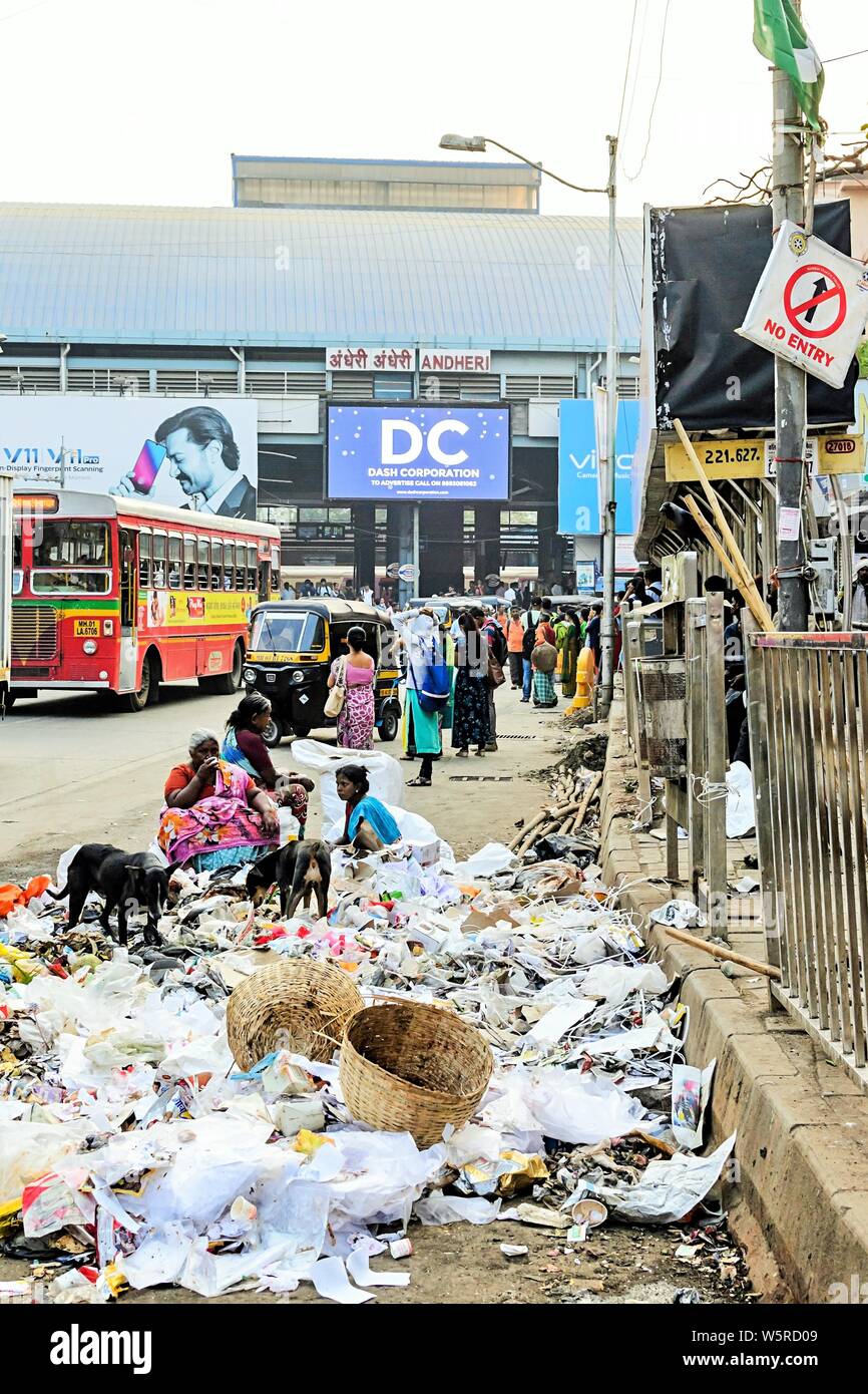 Andheri Railway Station road garbage Mumbai Maharashtra India Asia ...
