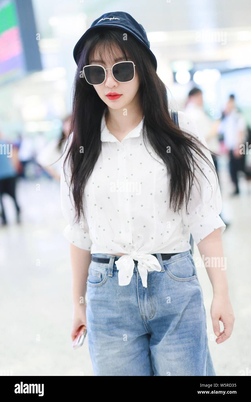Chinese actress Ada Liu or Liu Yan arrives at the Shanghai Hongqiao ...