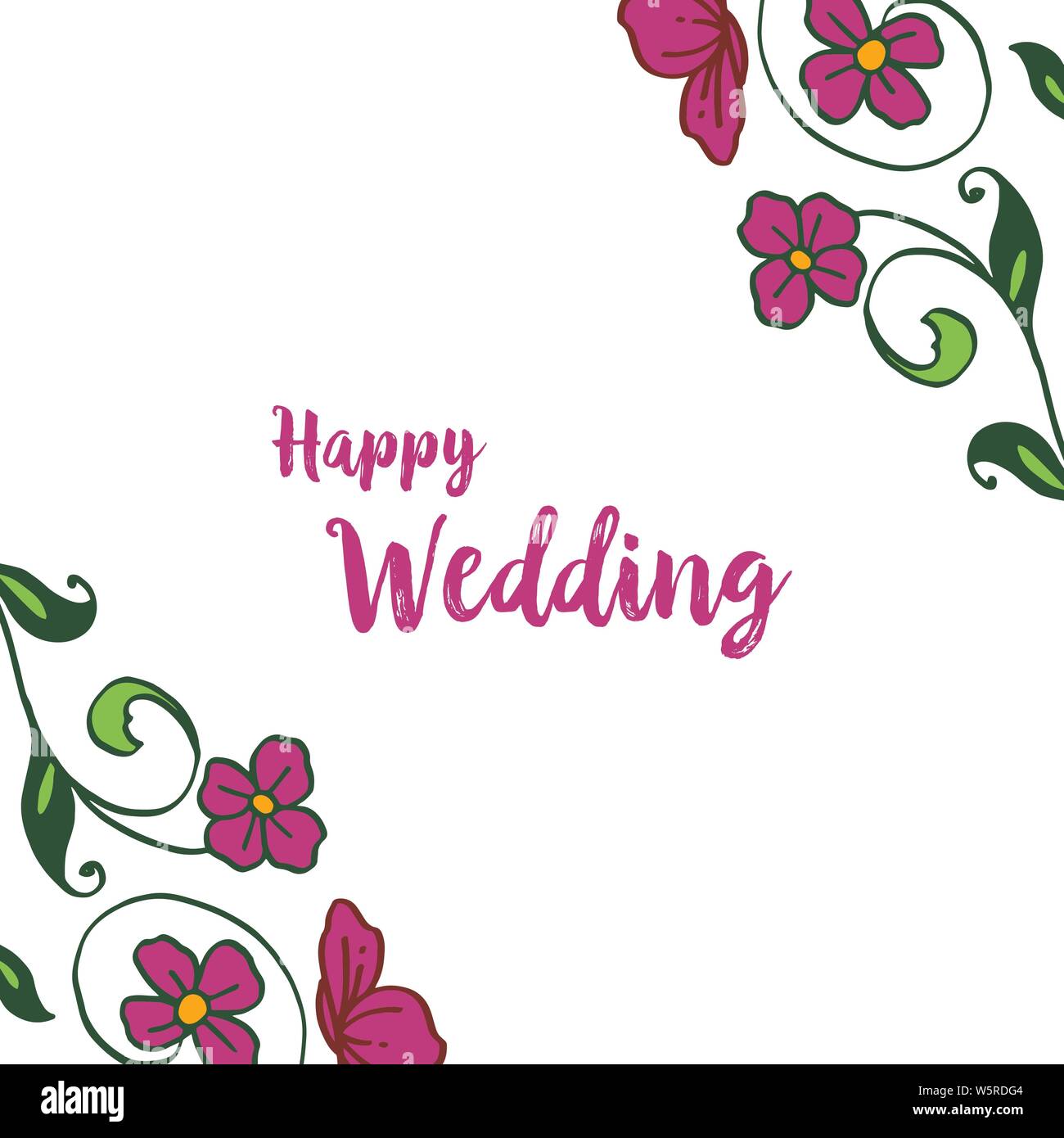 Template of happy wedding, with decoration beautiful, pattern art of ...
