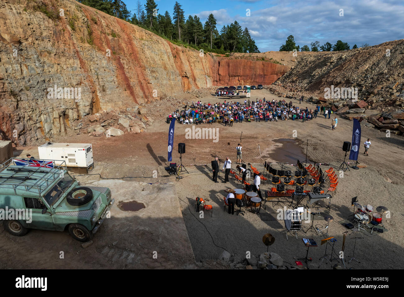 Lydbrook Brass Band play a "Proms in the Quarry" at Barnhill Quarry ...