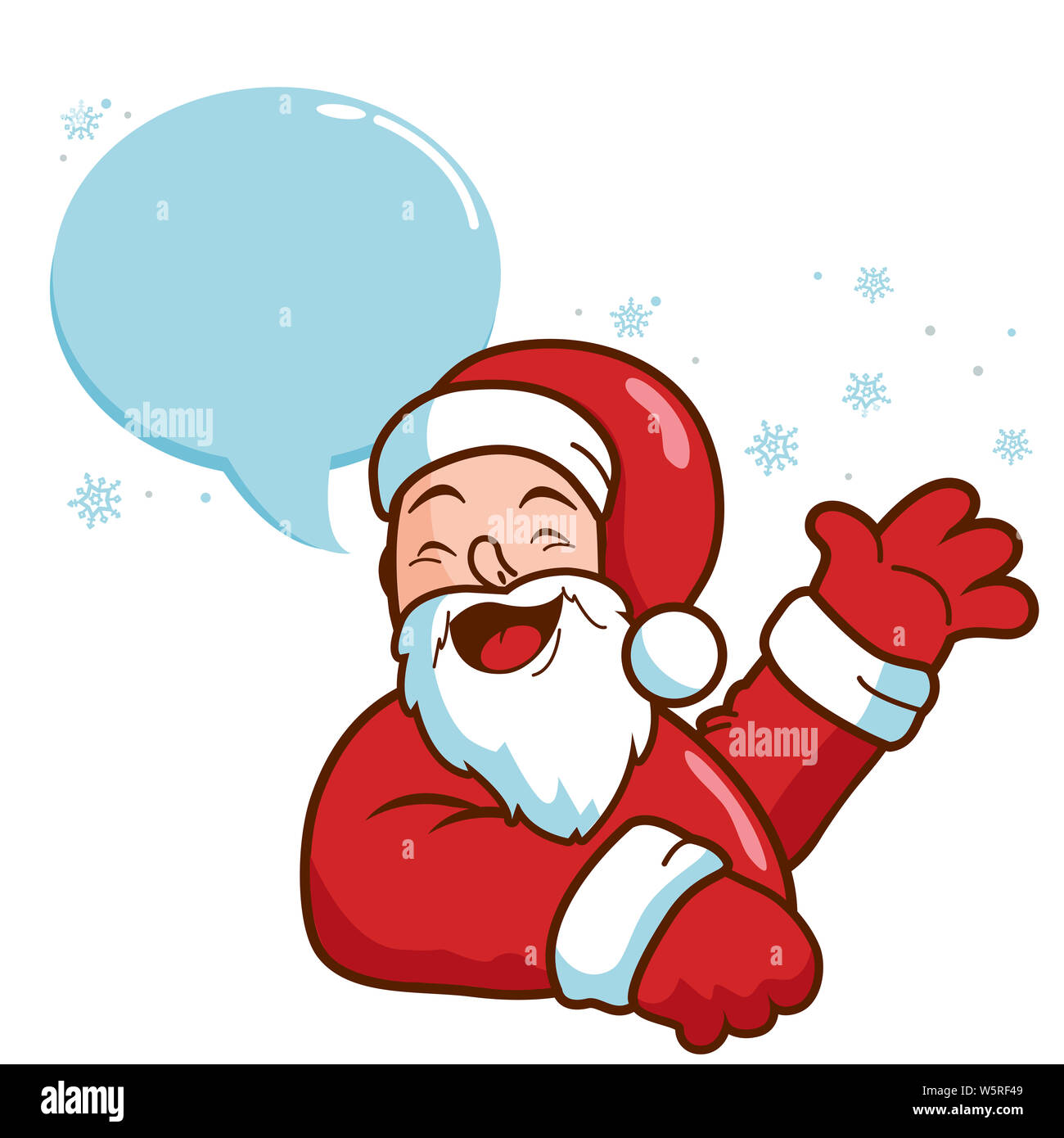 Christmas message, holiday wishes. Happy cartoon Santa Claus with a ...