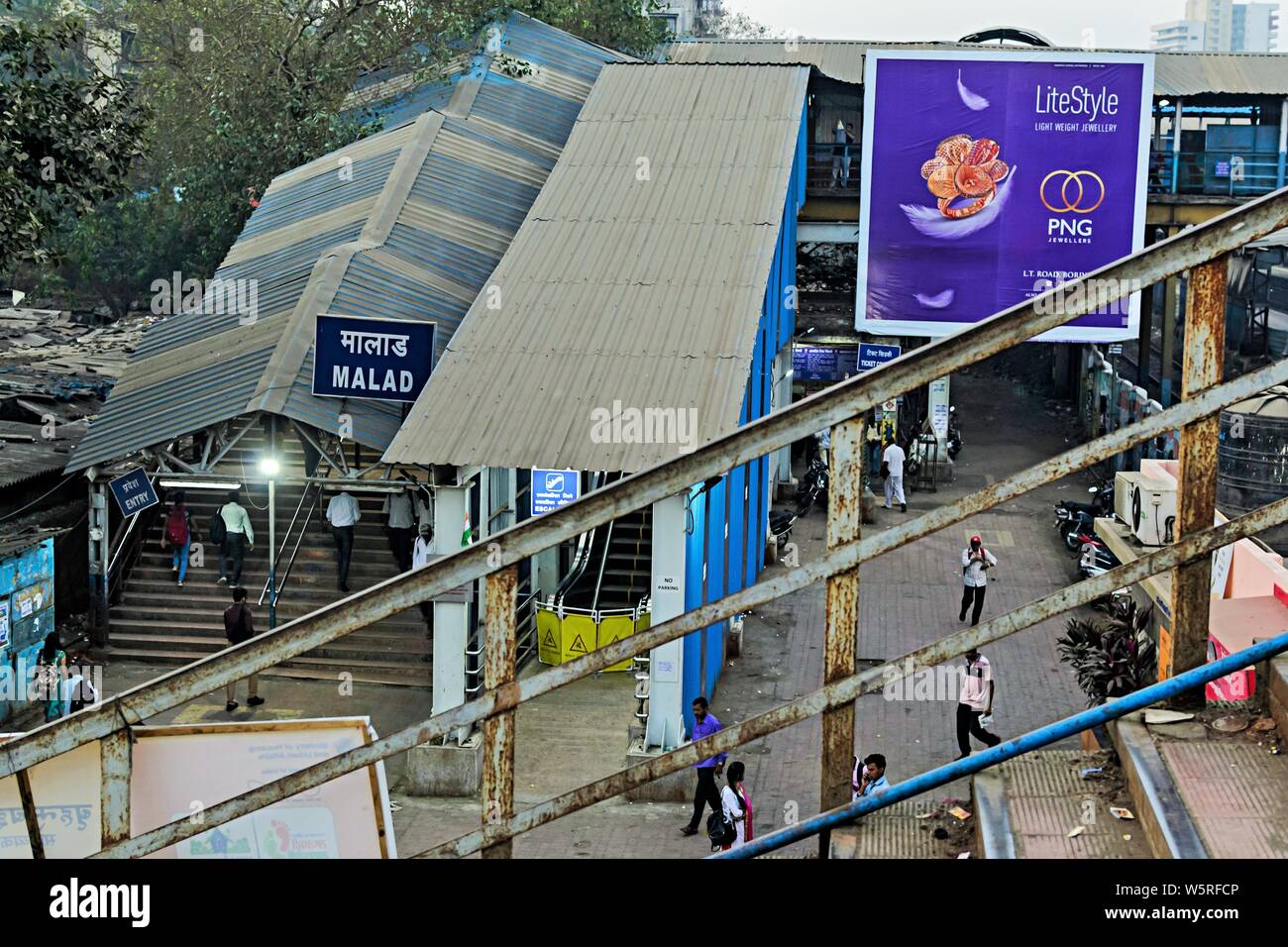 Malad Railway Station overbridge escalator Mumbai Maharashtra India ...