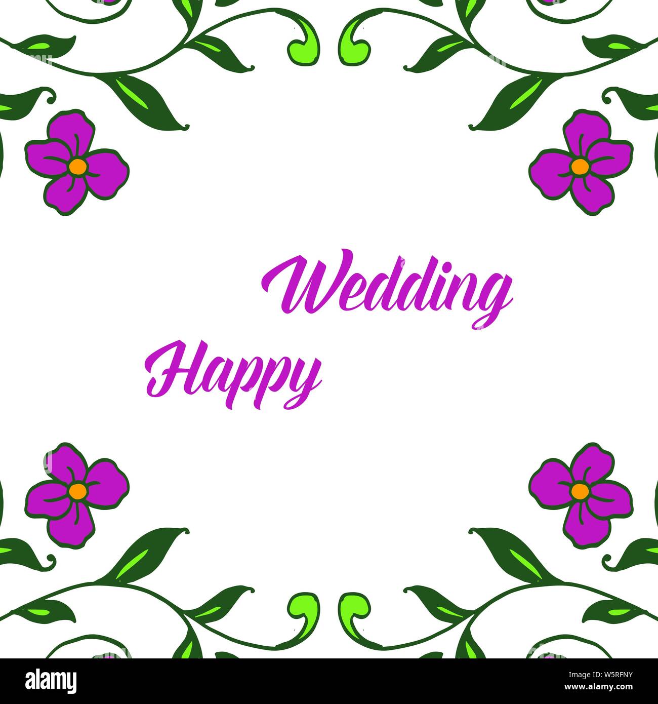 Template of happy wedding, with decoration beautiful, pattern art of ...