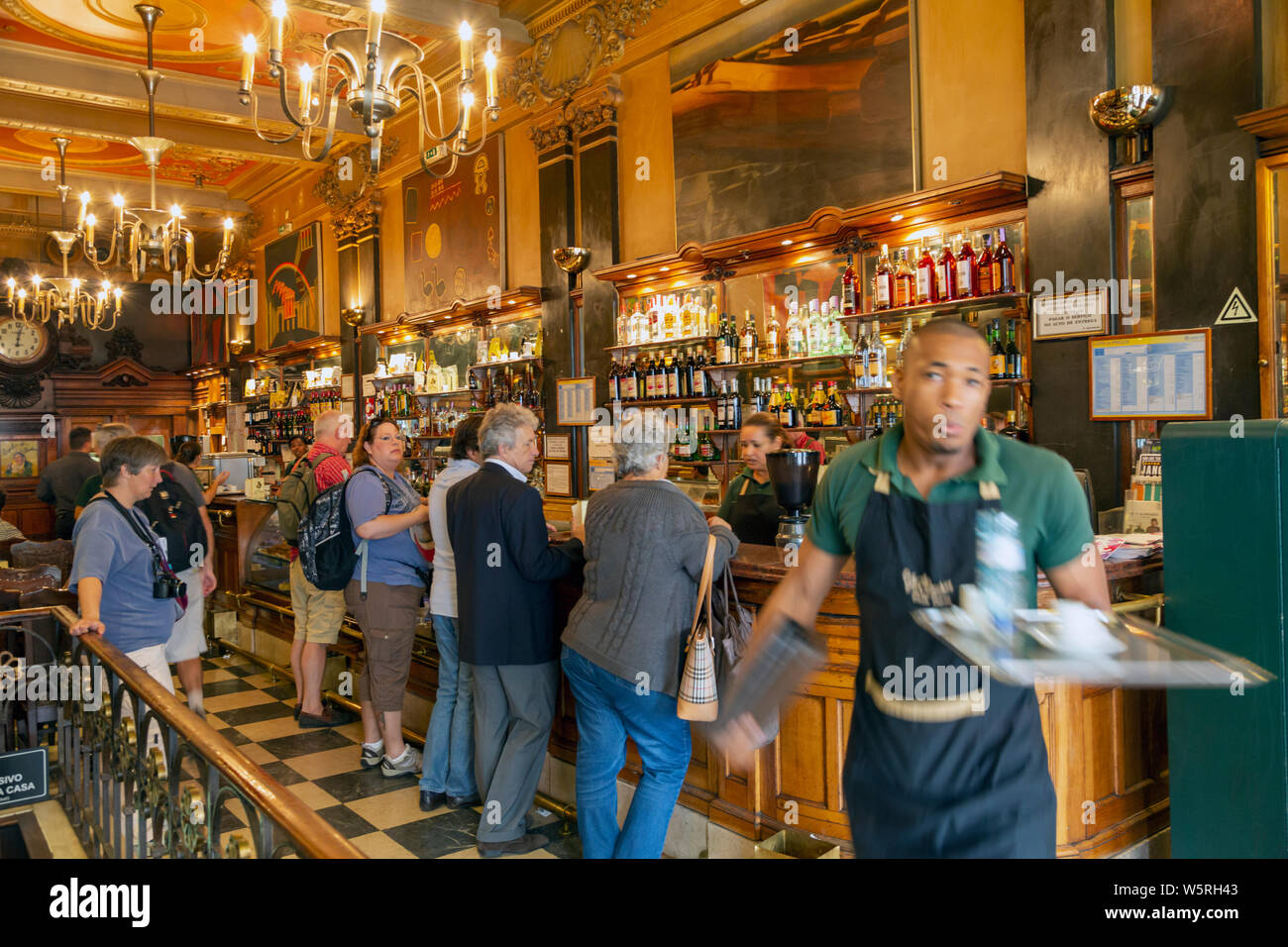 Lisbon, Portugal. Interior A Brasileira cafe. The cafe is one of the ...