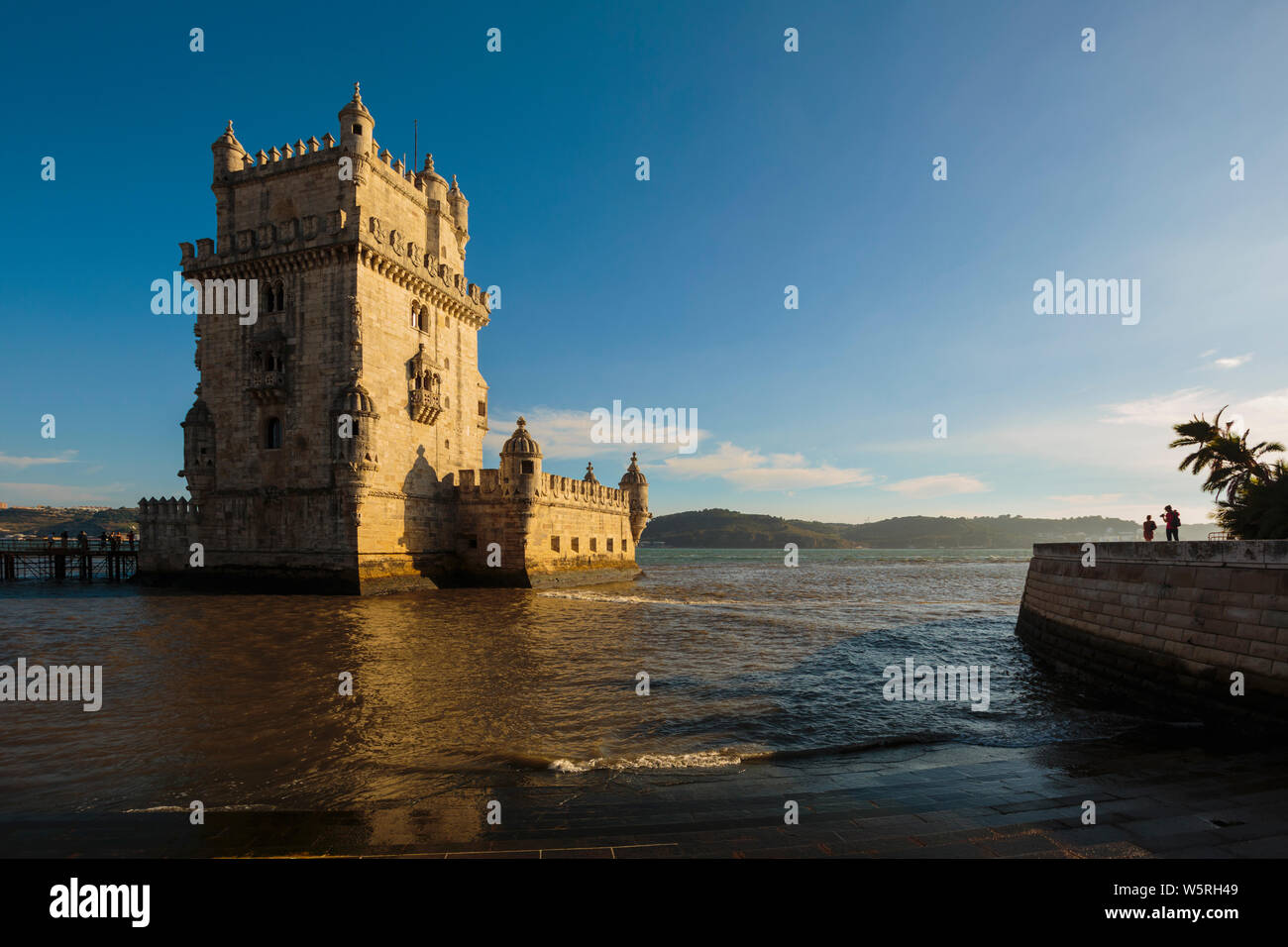 Lisbon, Portugal. The 16th century Torre de Belem. The tower is an ...