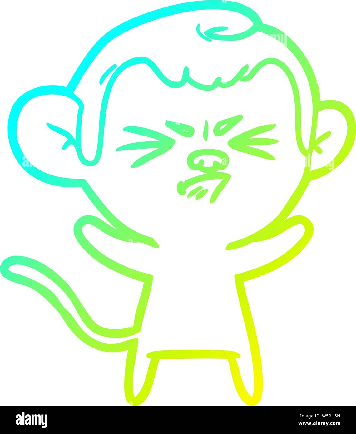 cold gradient line drawing of a cartoon annoyed monkey Stock Vector ...