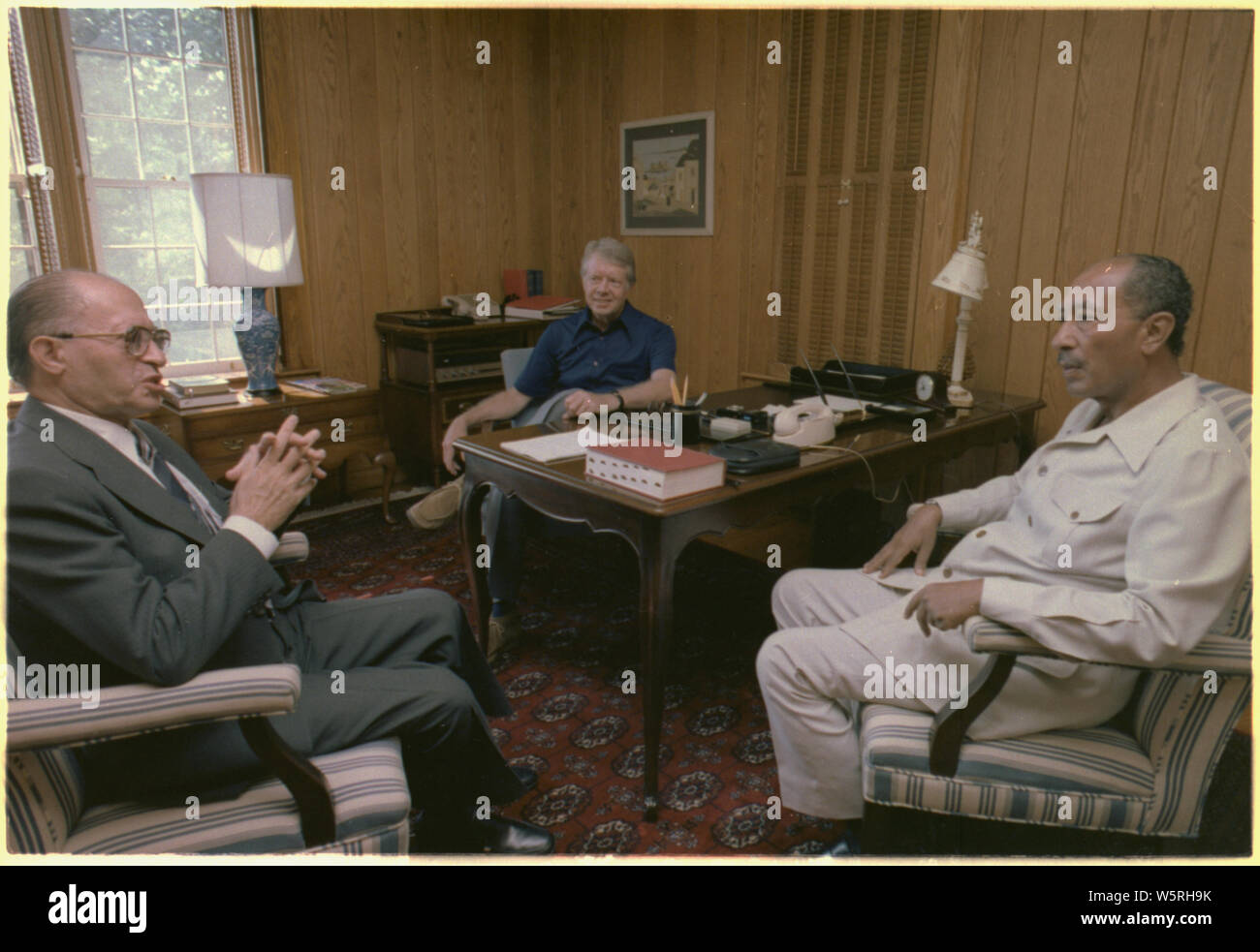 Menachem Begin, Jimmy Carter and Anwar Sadat meet during the Camp David ...