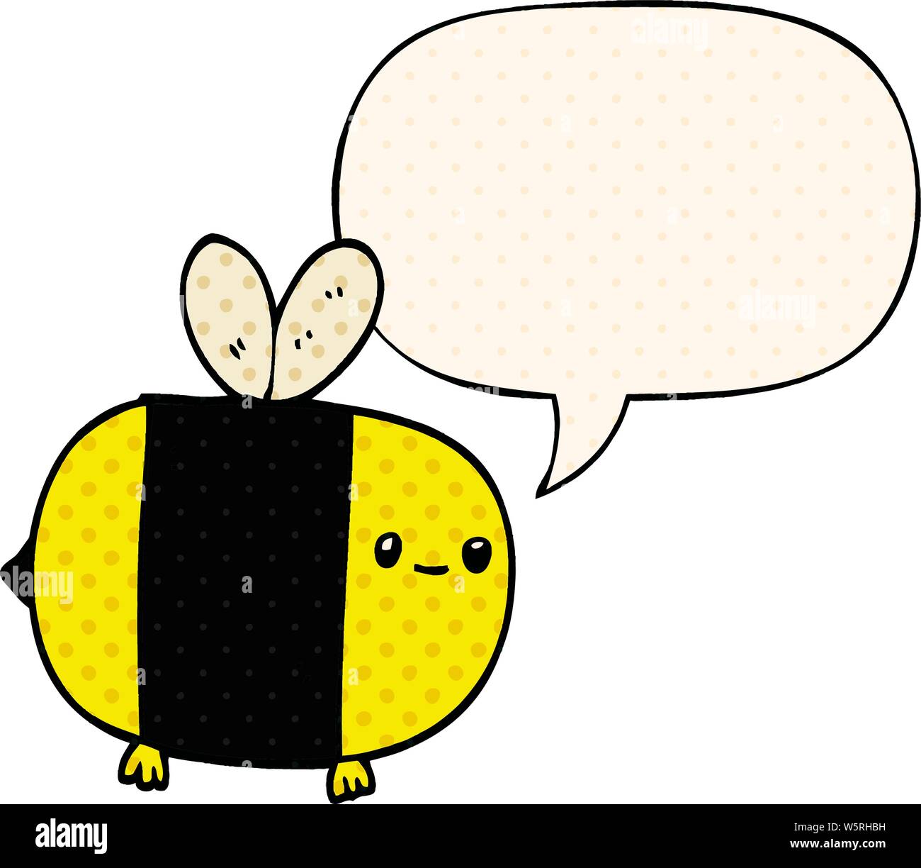 cute cartoon bee with speech bubble in comic book style Stock Vector ...