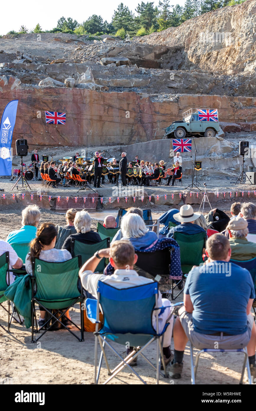 Lydbrook Brass Band play a "Proms in the Quarry" at Barnhill Quarry ...
