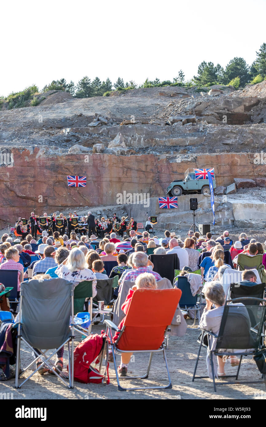 Lydbrook Brass Band play a "Proms in the Quarry" at Barnhill Quarry ...