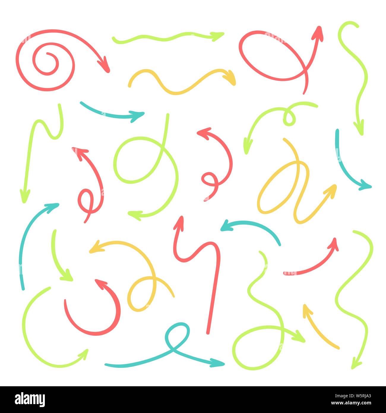Vector hand drawn colored arrows set on a white background Stock Vector ...