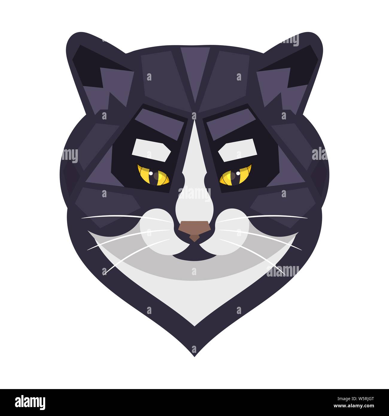 Cat Striped Head Symmetrical Sketch Vector Graphics Color Picture Stock ...