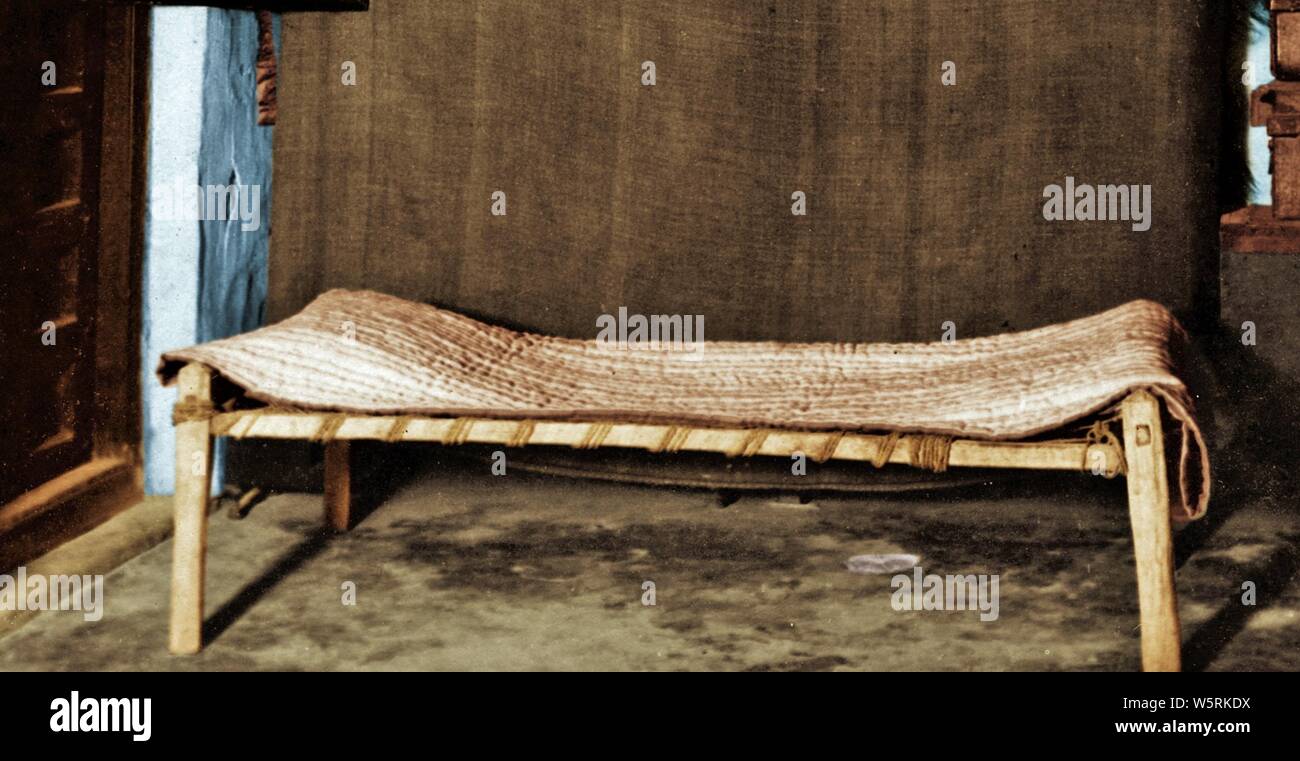 Charpoy in house of birthplace of Mahatma Gandhi Gujarat India Asia ...