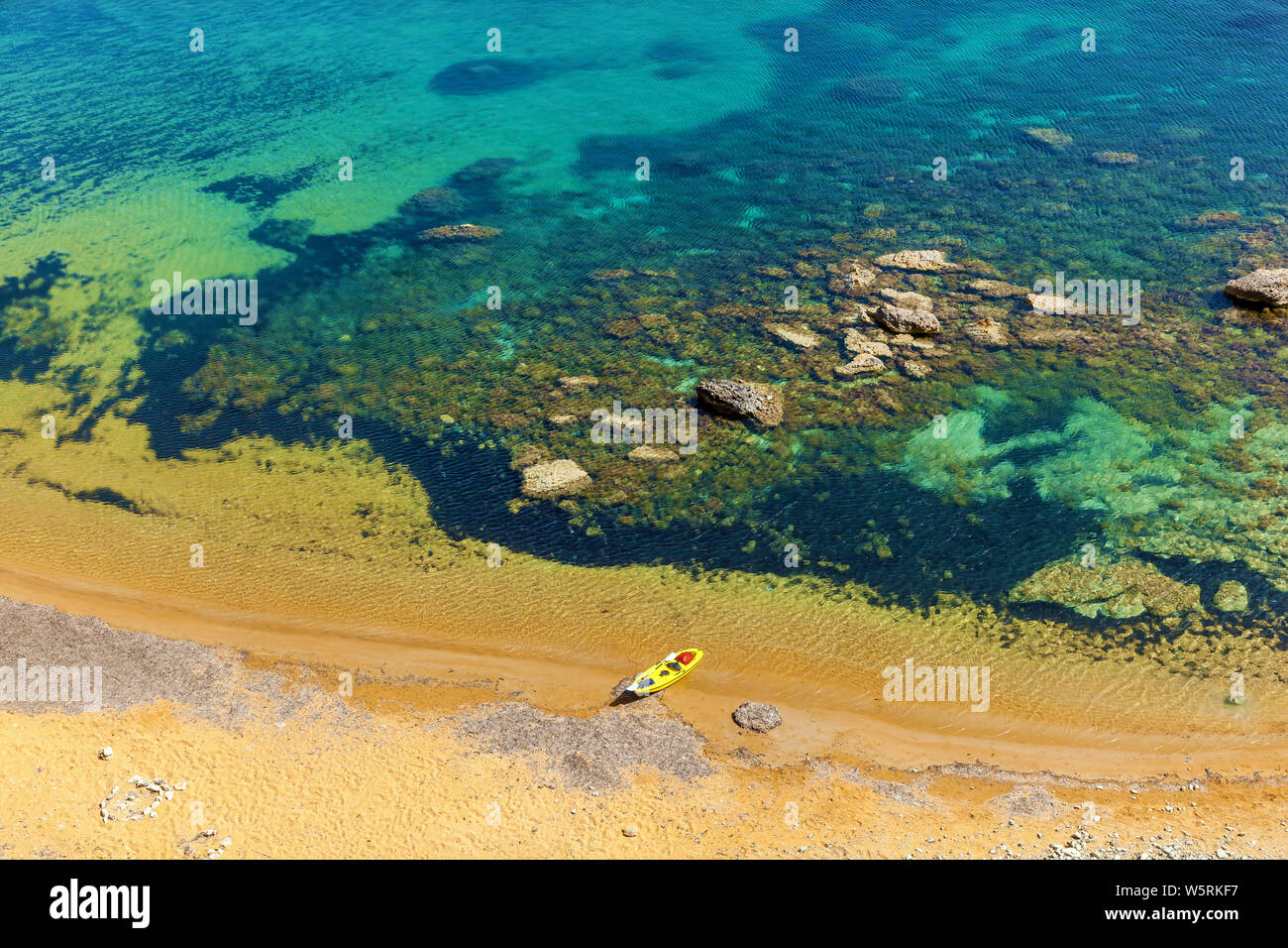 Maltese beach. Seashore of Malta. Ghajn tuffieha bay in summer ...