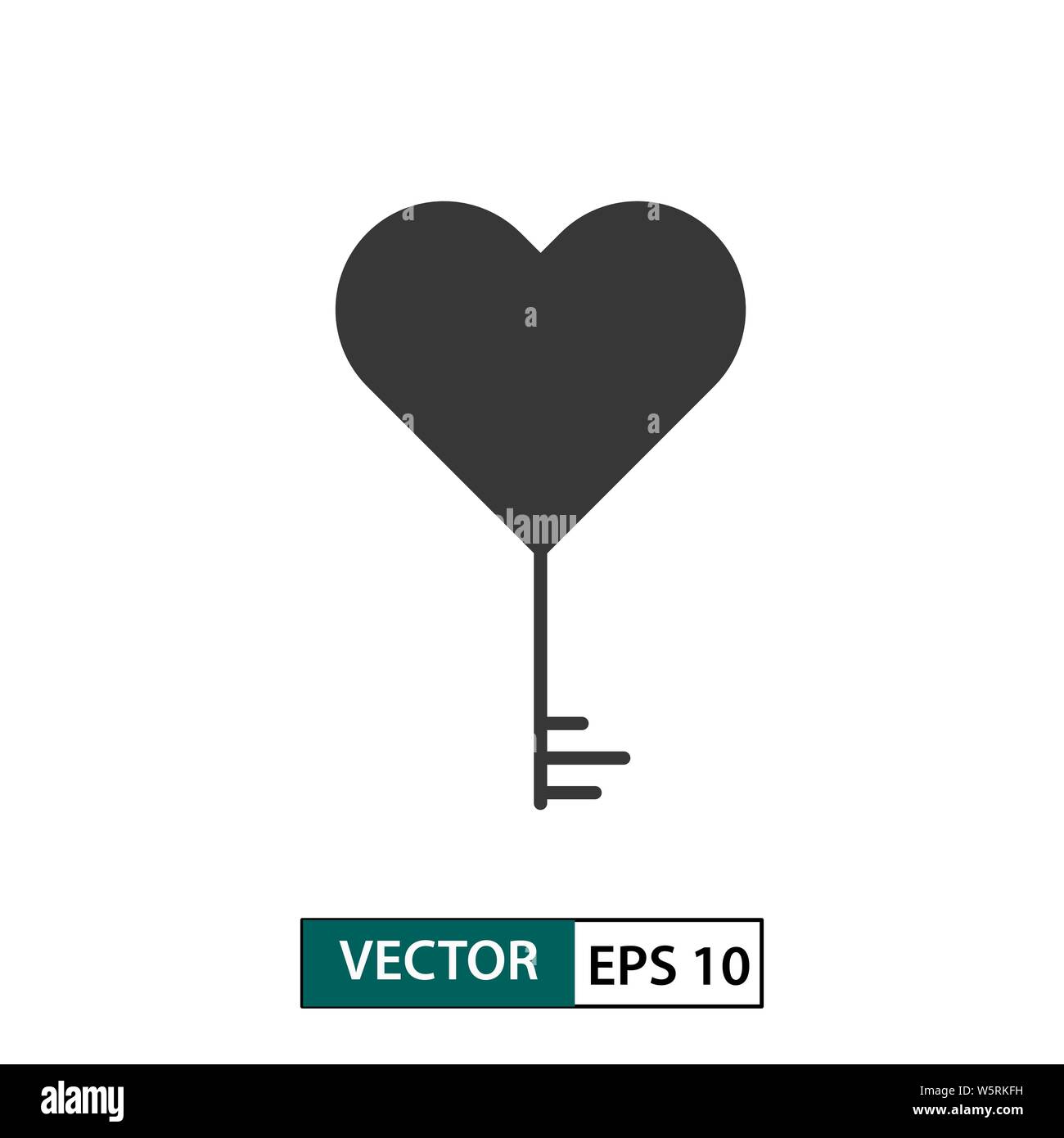 Heart and key icon. Isolated on white background. Vector illustration ...