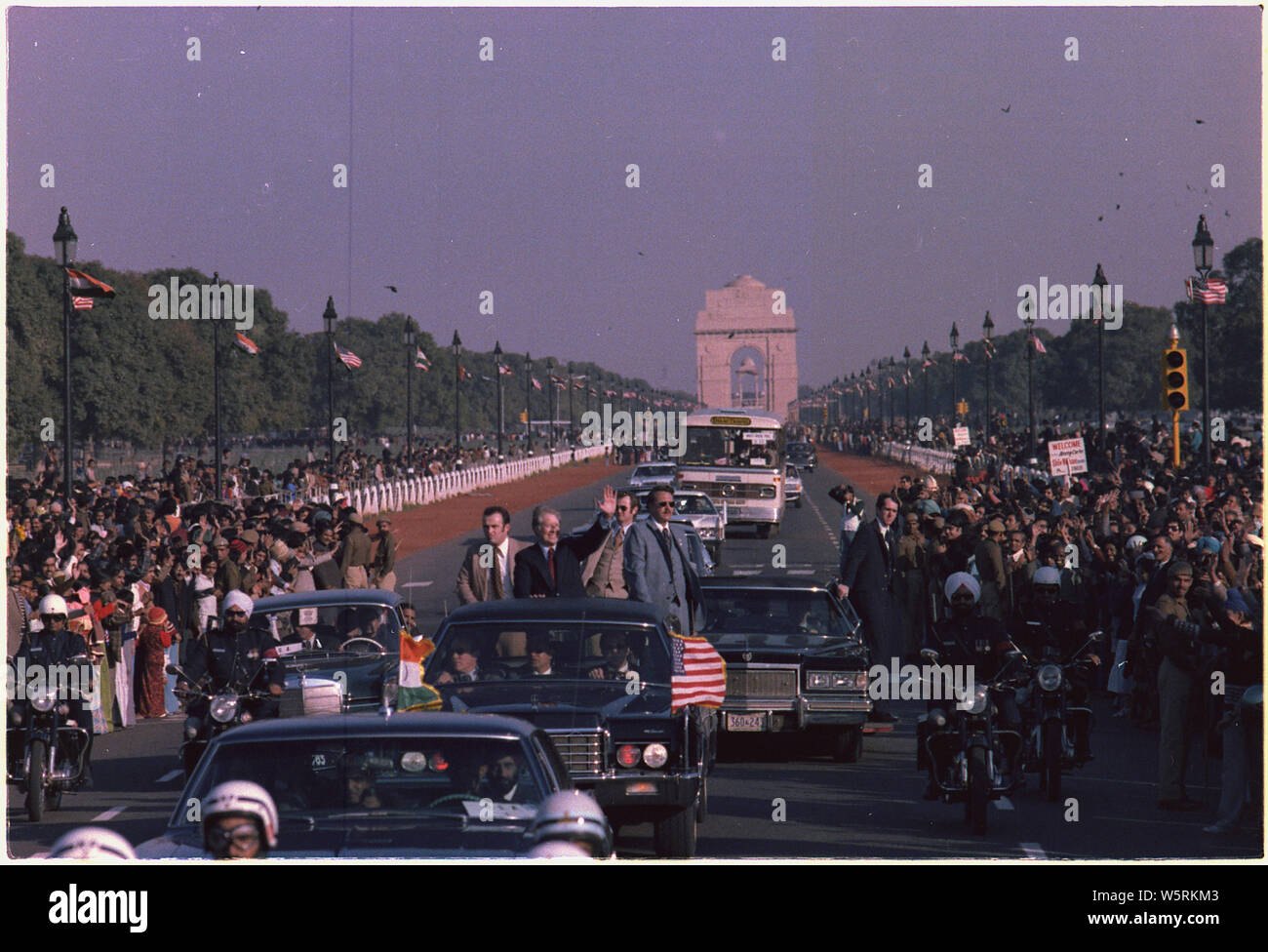 Motorcade with Jimmy Carter during his visit to New Delhi, India Stock ...