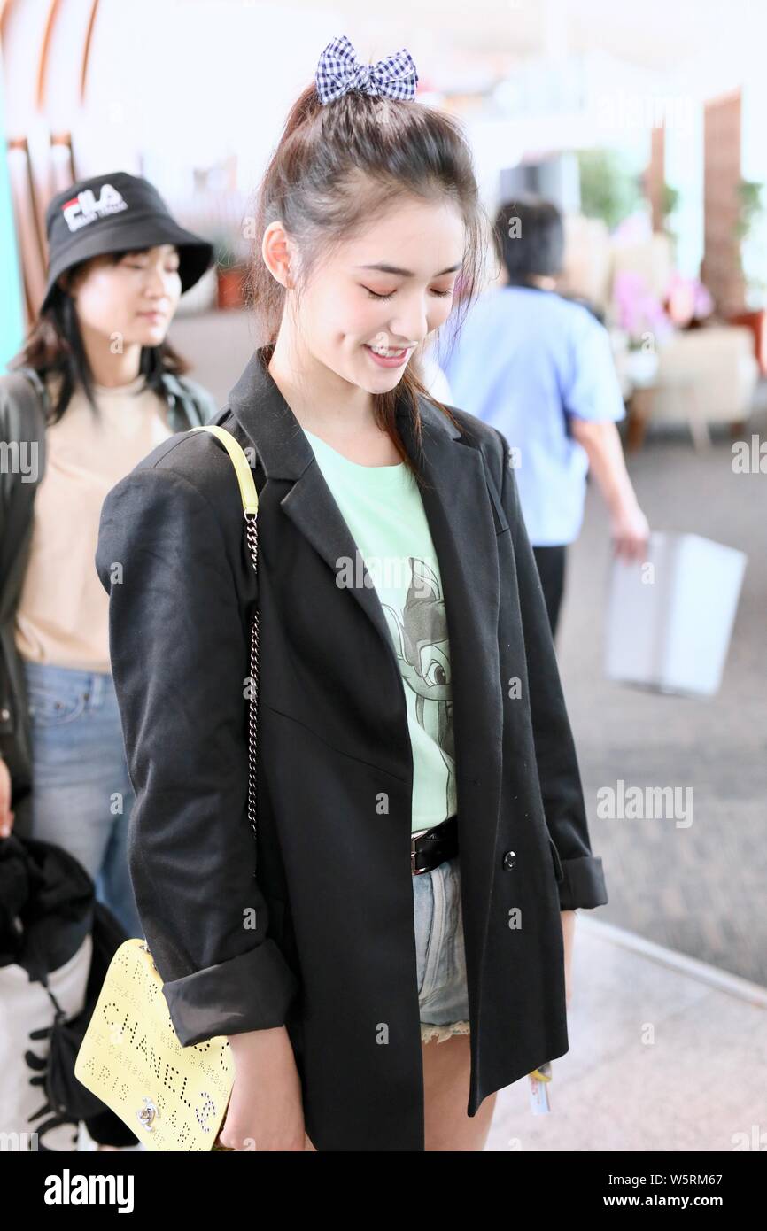 Chinese actress Jelly Lin or Lin Yun arrives at the Beijing Capital ...