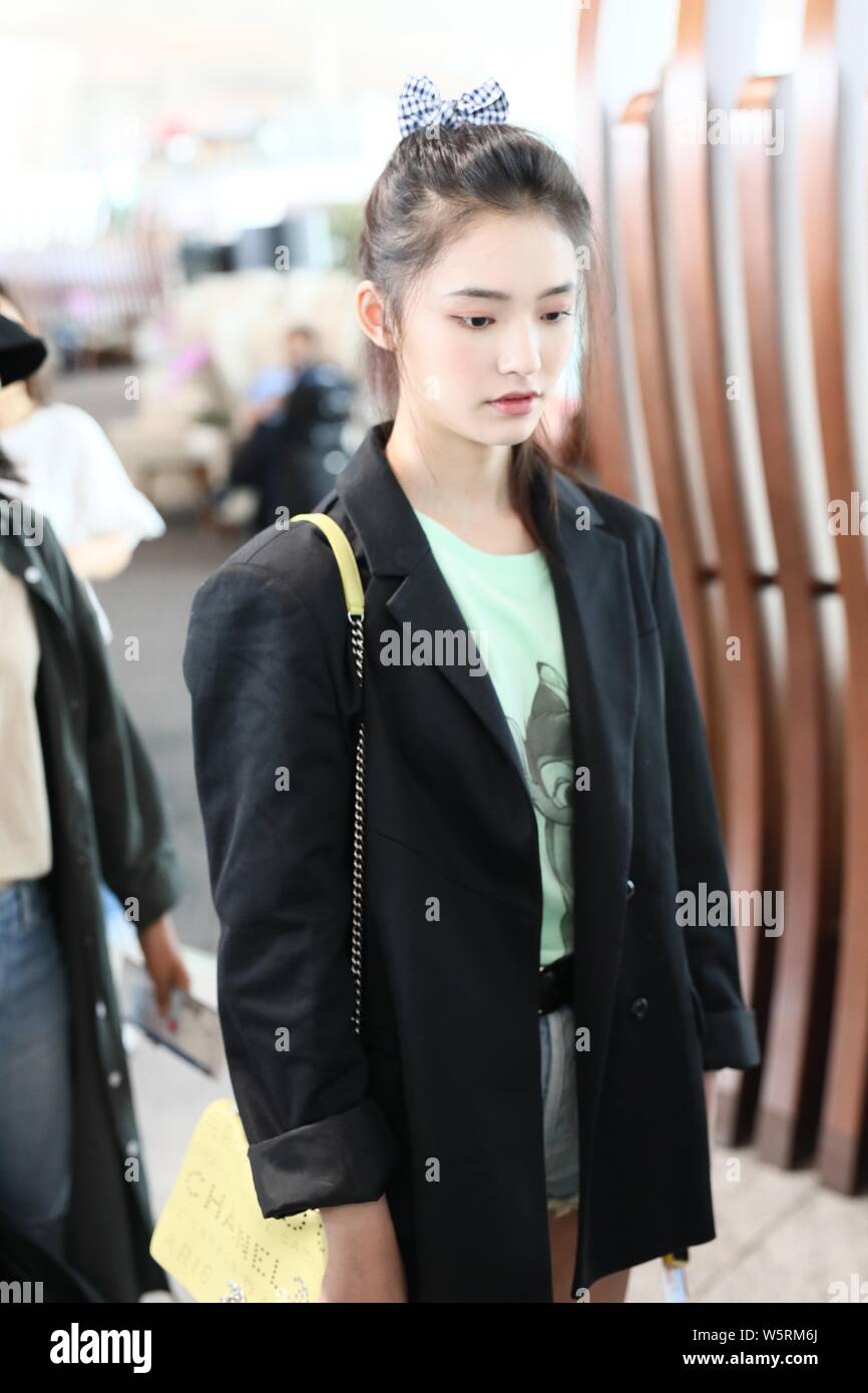 Chinese actress Jelly Lin or Lin Yun arrives at the Beijing Capital ...