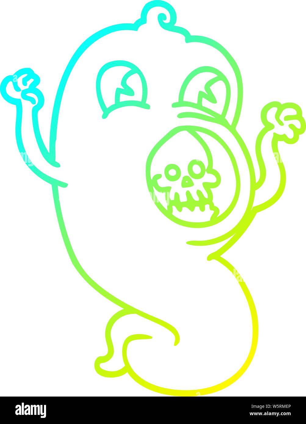 cold gradient line drawing of a cartoon ghost Stock Vector Image & Art ...
